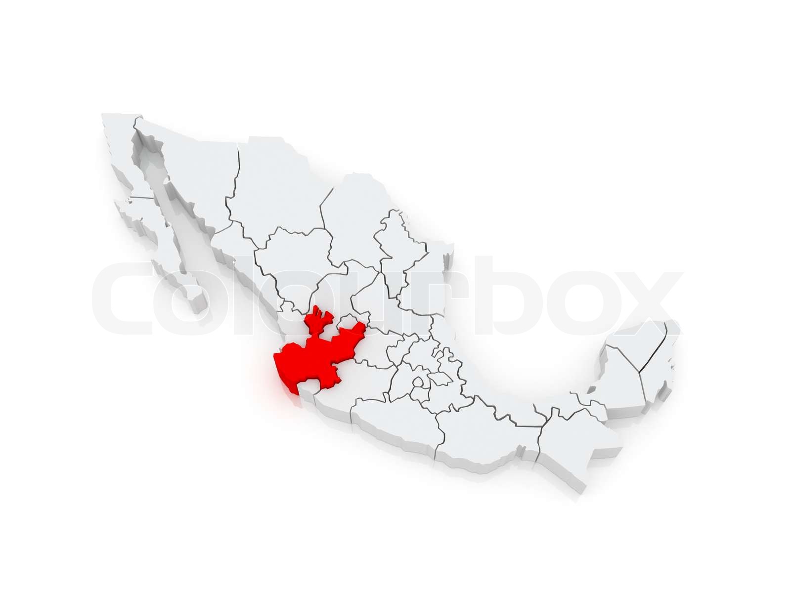 Map of Jalisco. Mexico. | Stock image | Colourbox