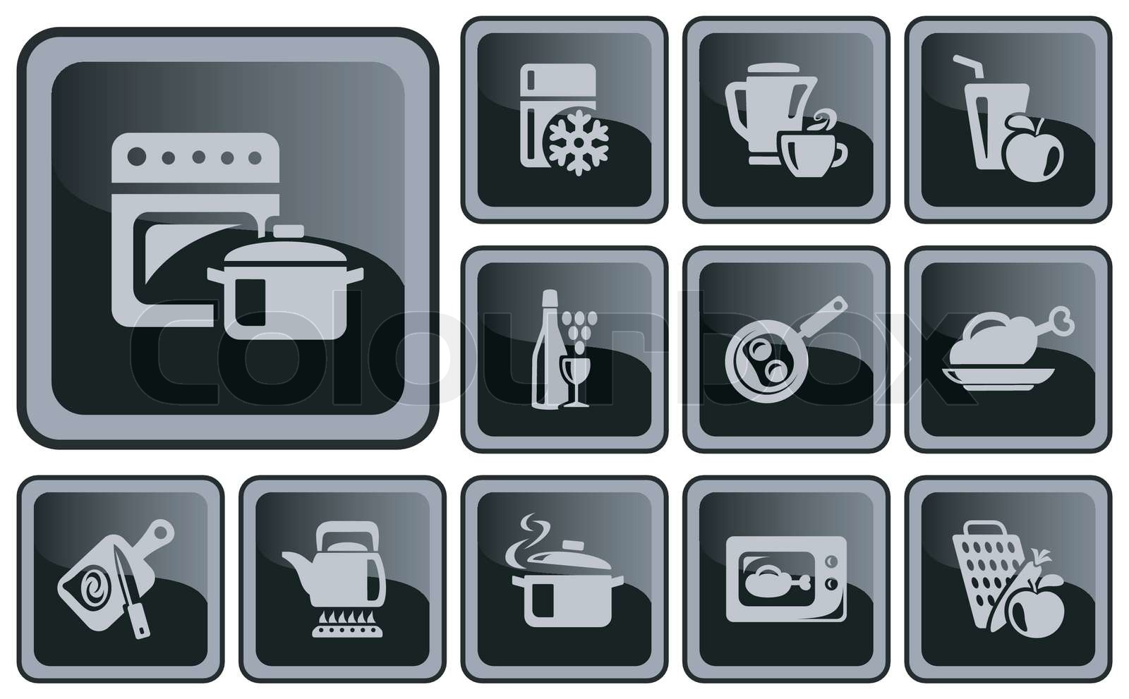 Kitchen and cooking buttons | Stock vector | Colourbox