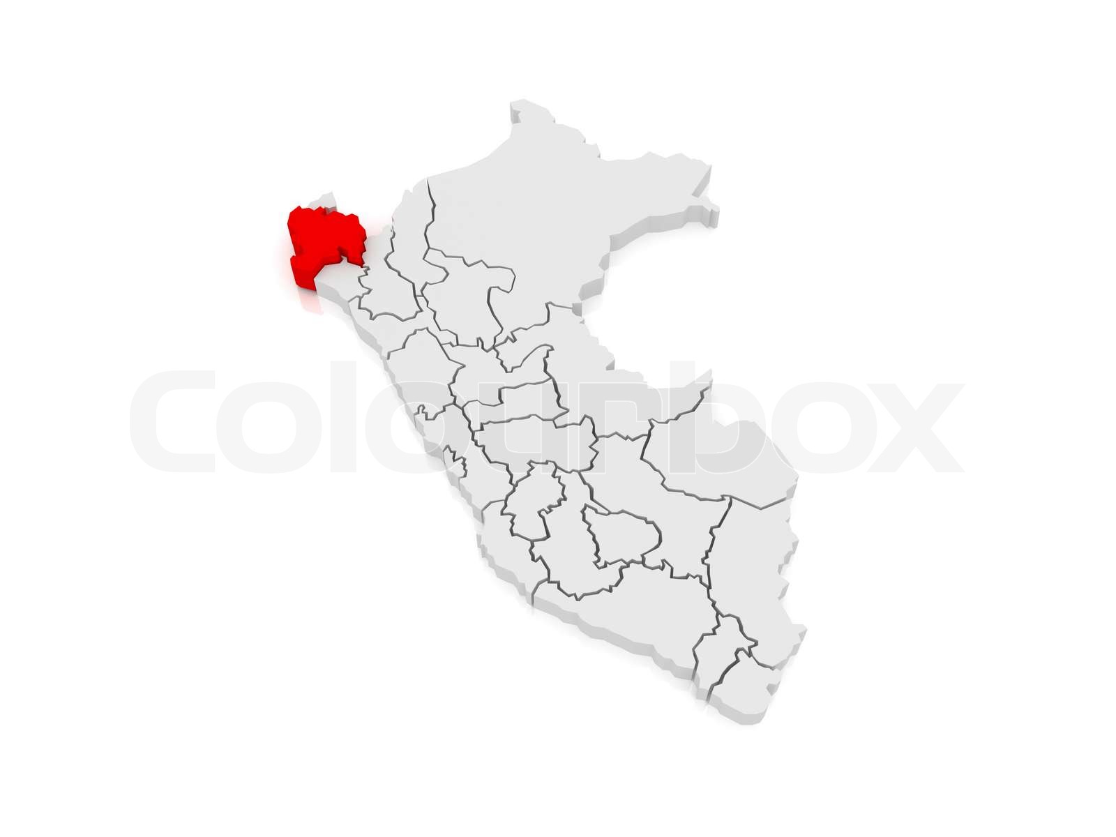 Map of Piura. Peru. | Stock image | Colourbox
