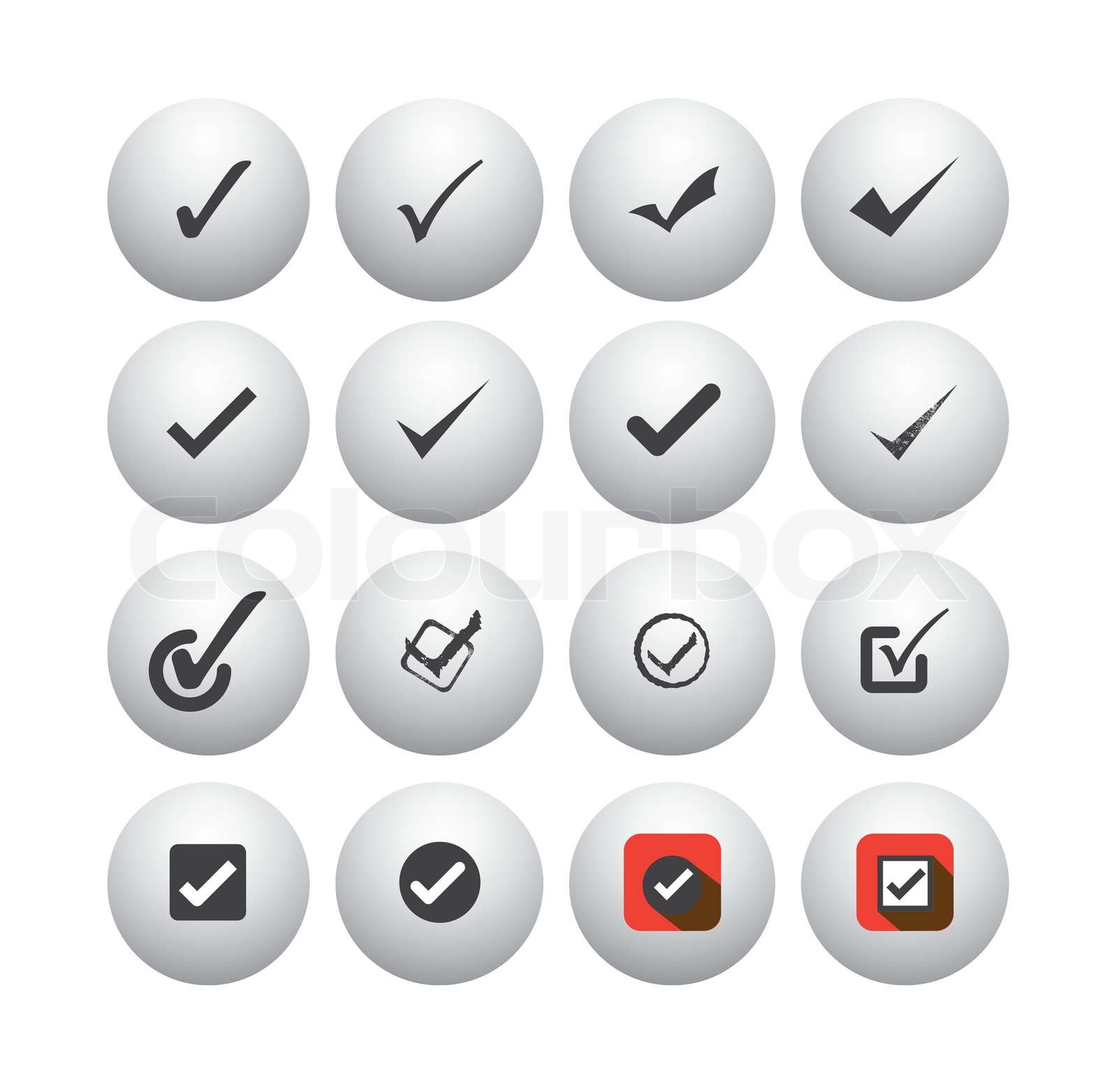 tick mark or right sign vector icons collection set. | Stock vector ...
