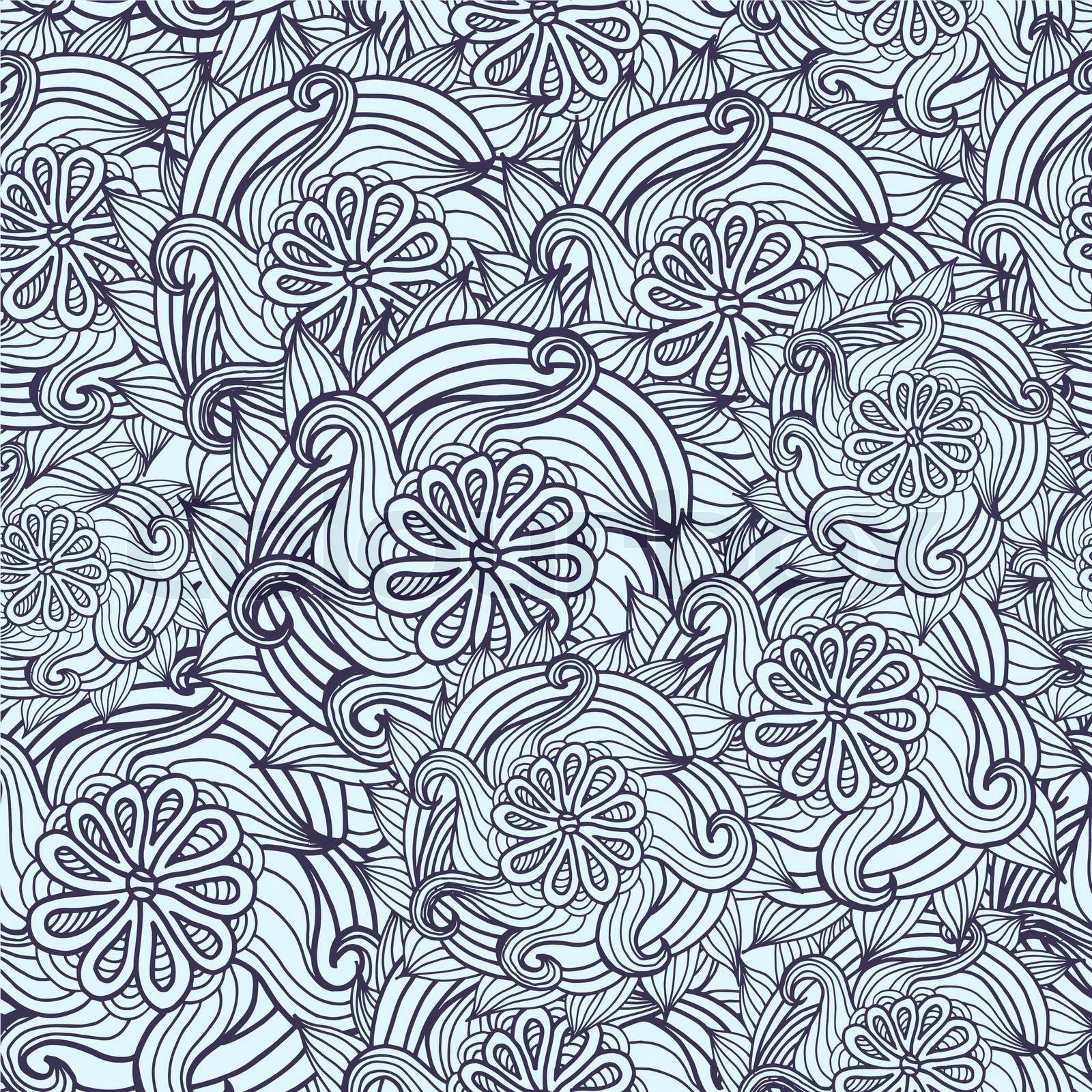 abstrakt nahtlose Textur mit Blumen Haartyp. Monochrom drucken. Vektor ...