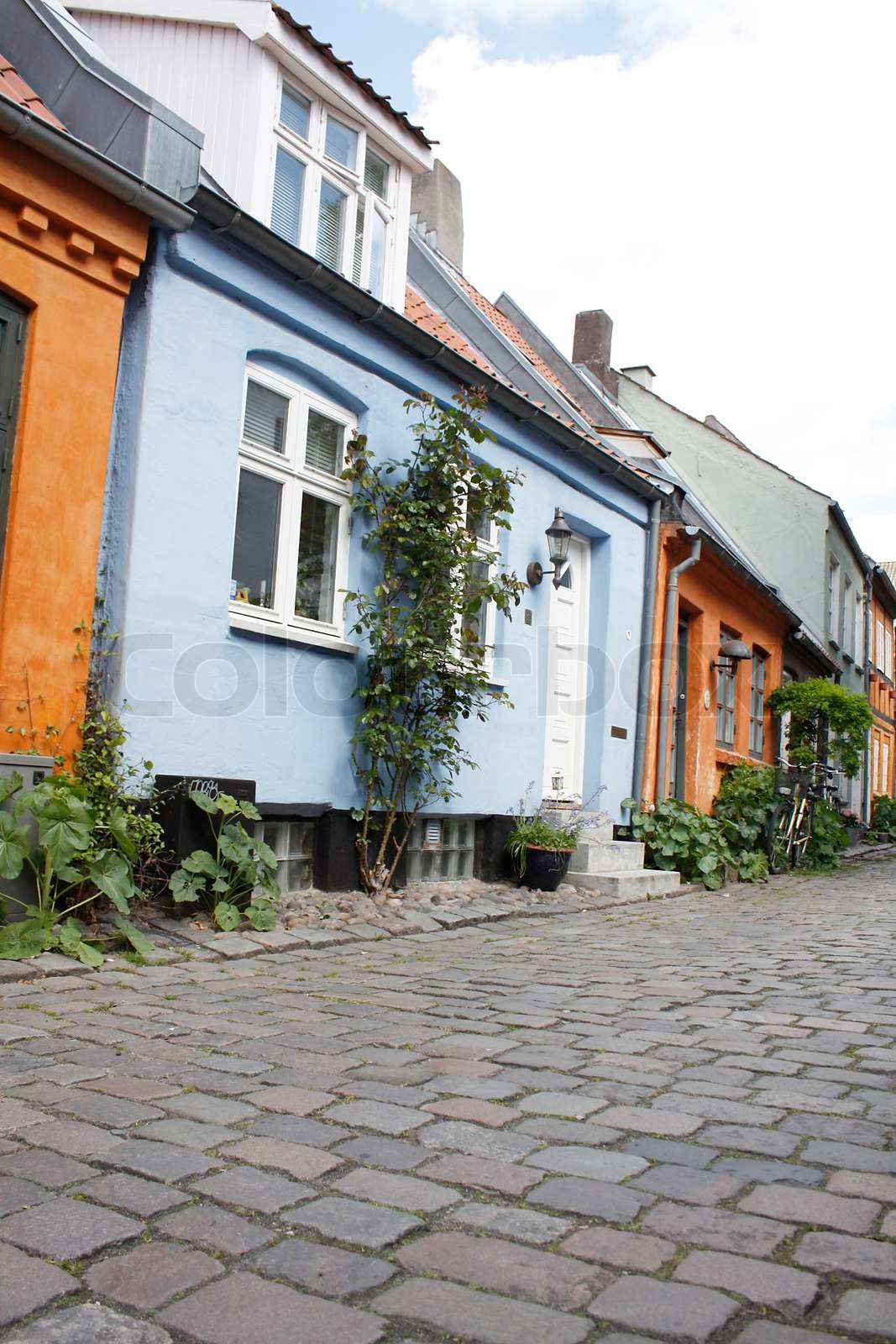 Facade of colourful row houses in Denmark | Stock image | Colourbox