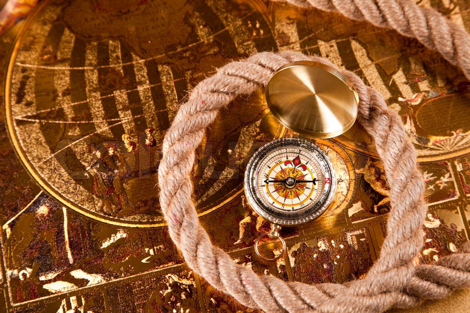 Compass, treasure map and travel! | Stock image | Colourbox