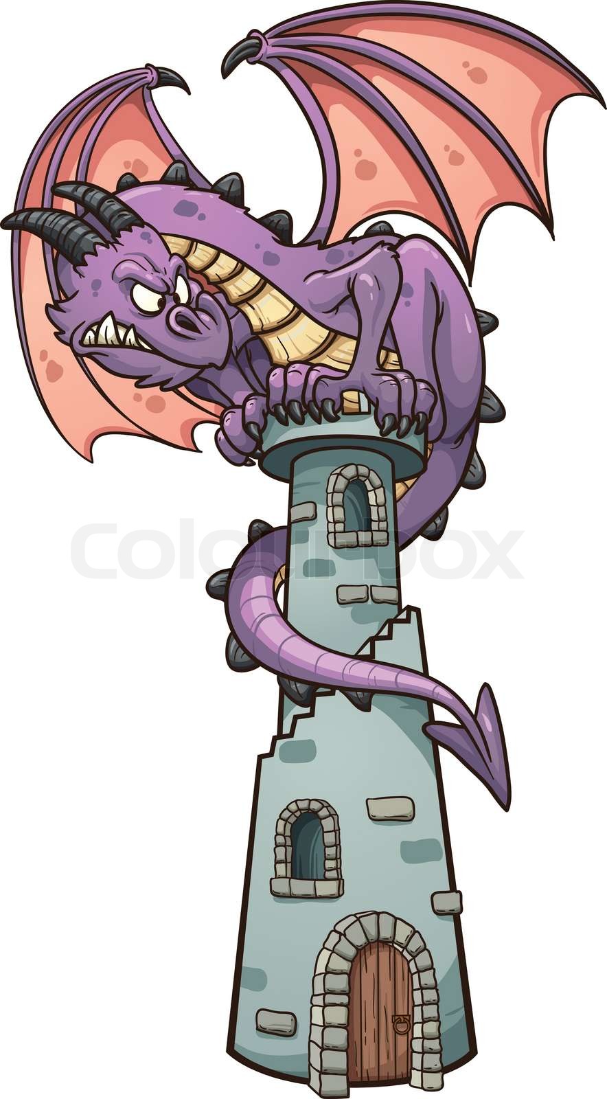 Dragon on tower | Stock vector | Colourbox