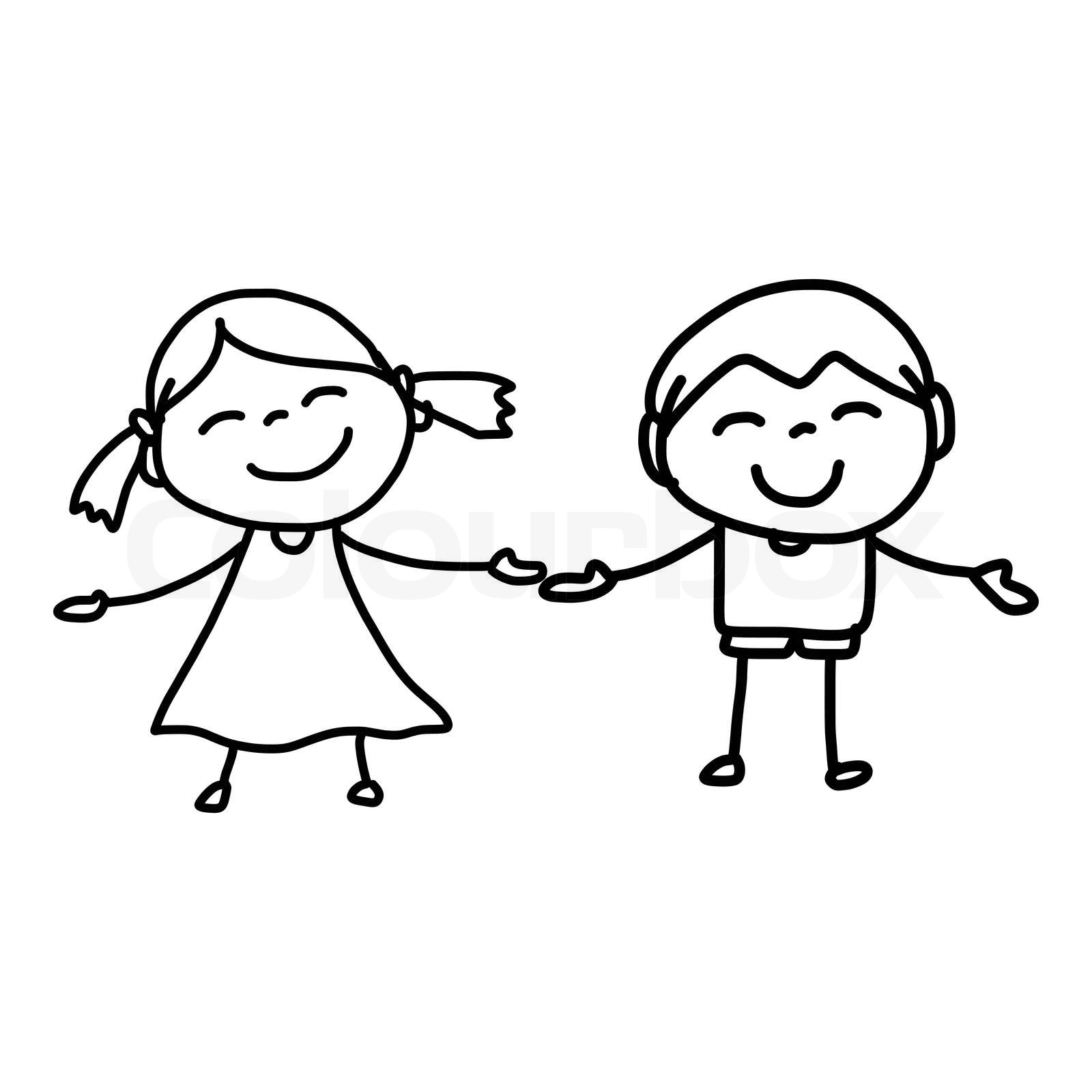 hand drawing cartoon character happy kids | Stock vector | Colourbox