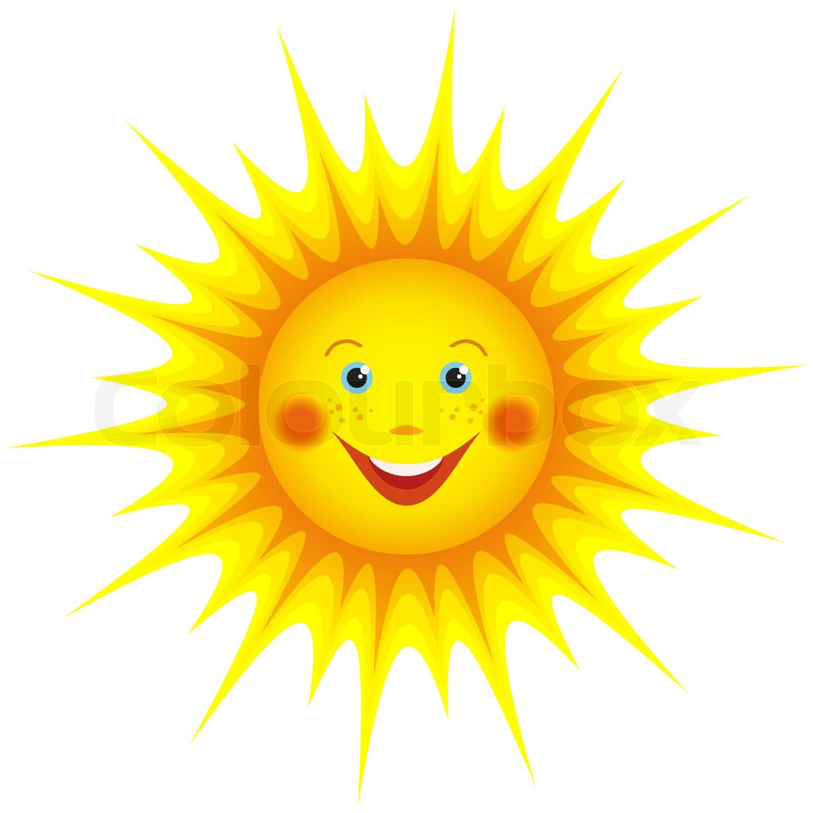 Smiling sun cartoon isolated over white | Stock vector | Colourbox