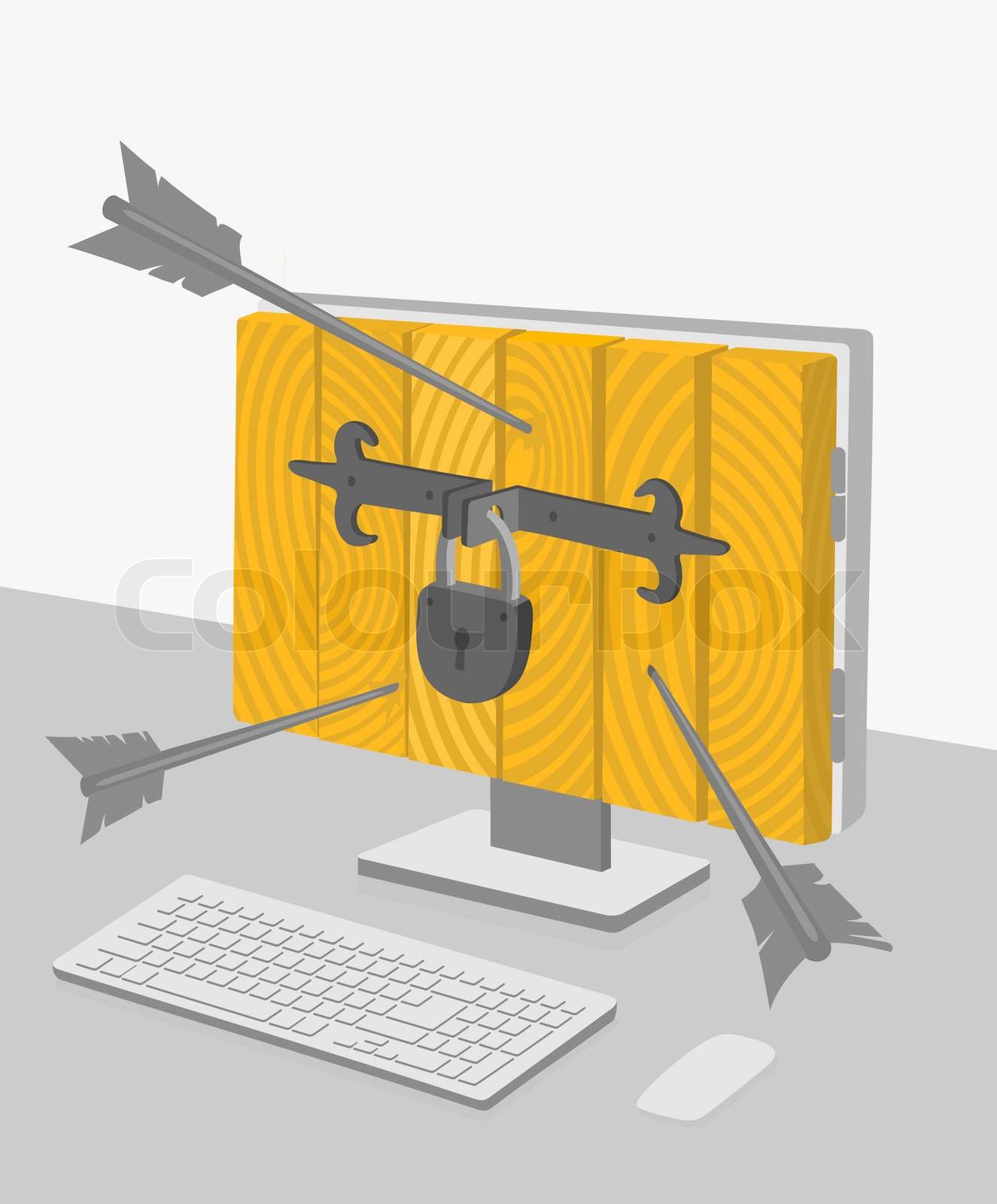 Computer in safe | Stock vector | Colourbox