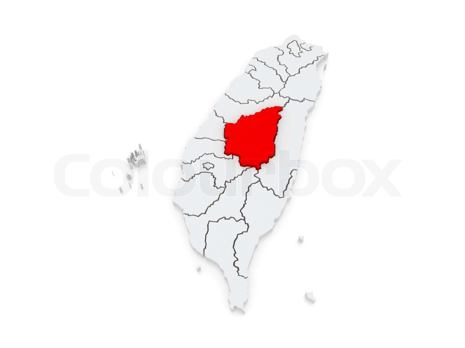 Map of Nantou County. Taiwan. | Stock image | Colourbox