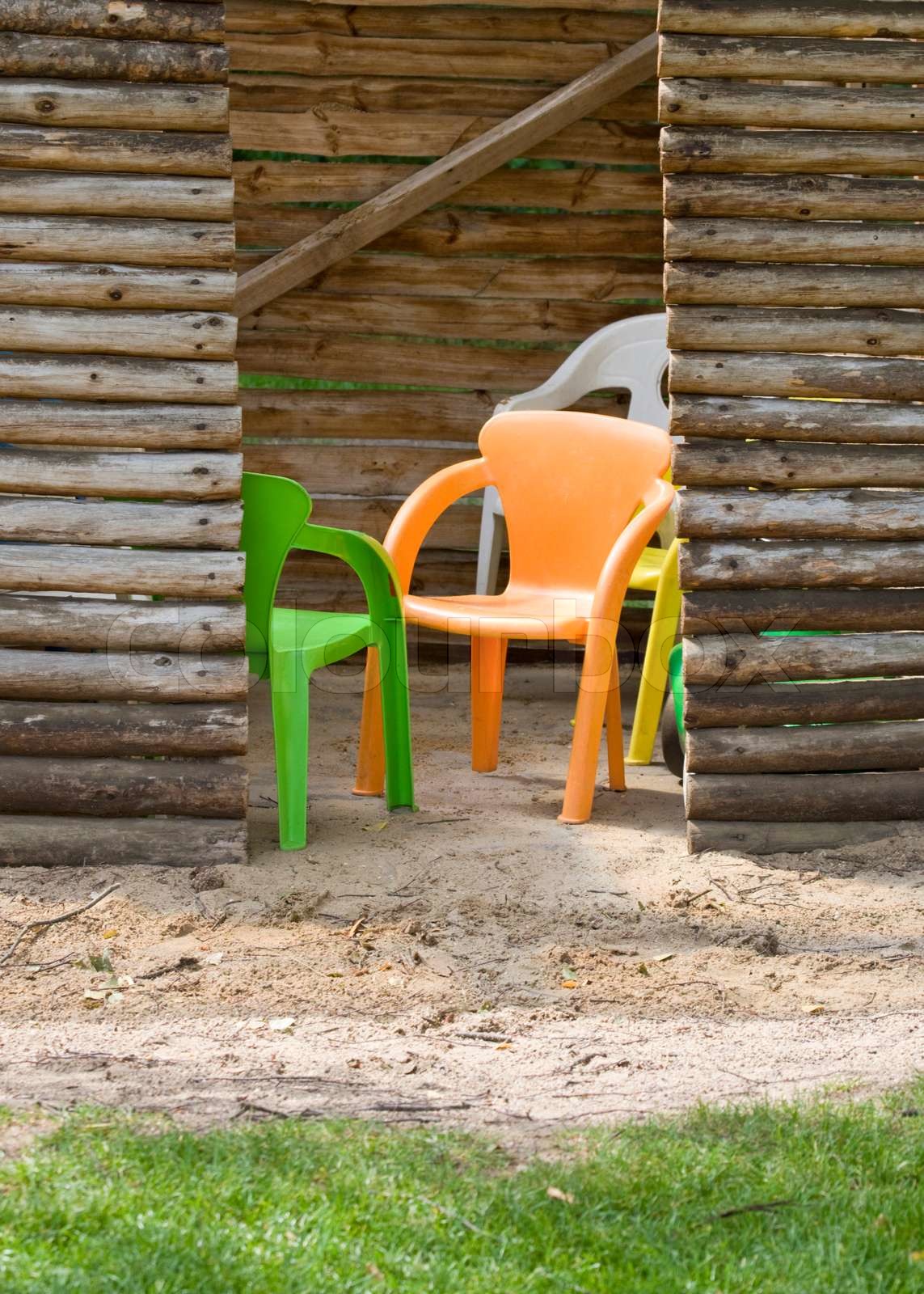 Plastic chairs in a playground | Stock image | Colourbox