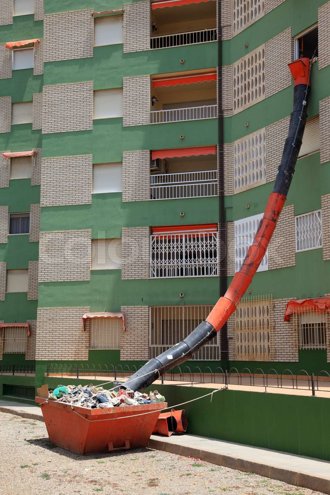 Waste pipe at an apartment building | Stock image | Colourbox