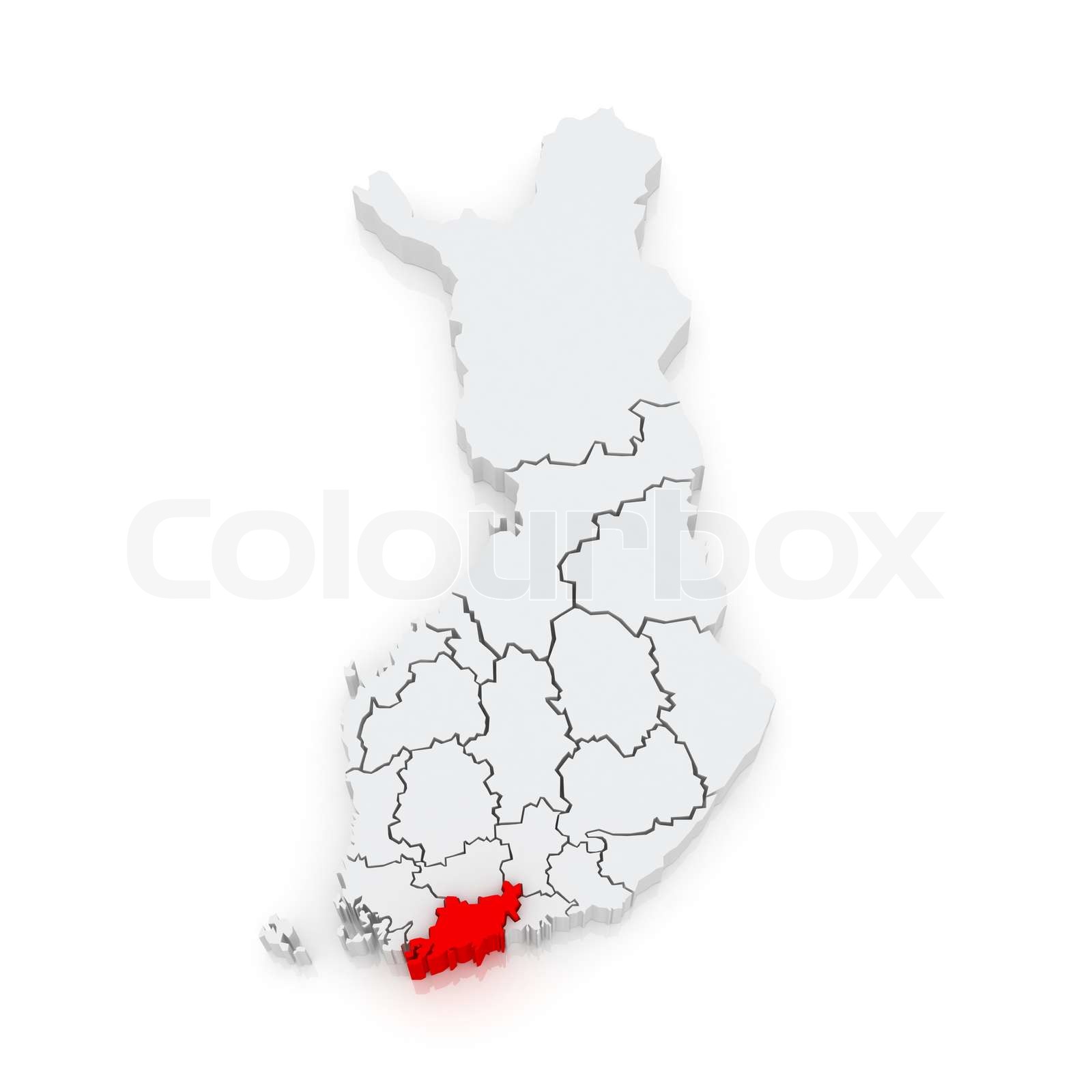 Map of Uusimaa. Finland. | Stock image | Colourbox