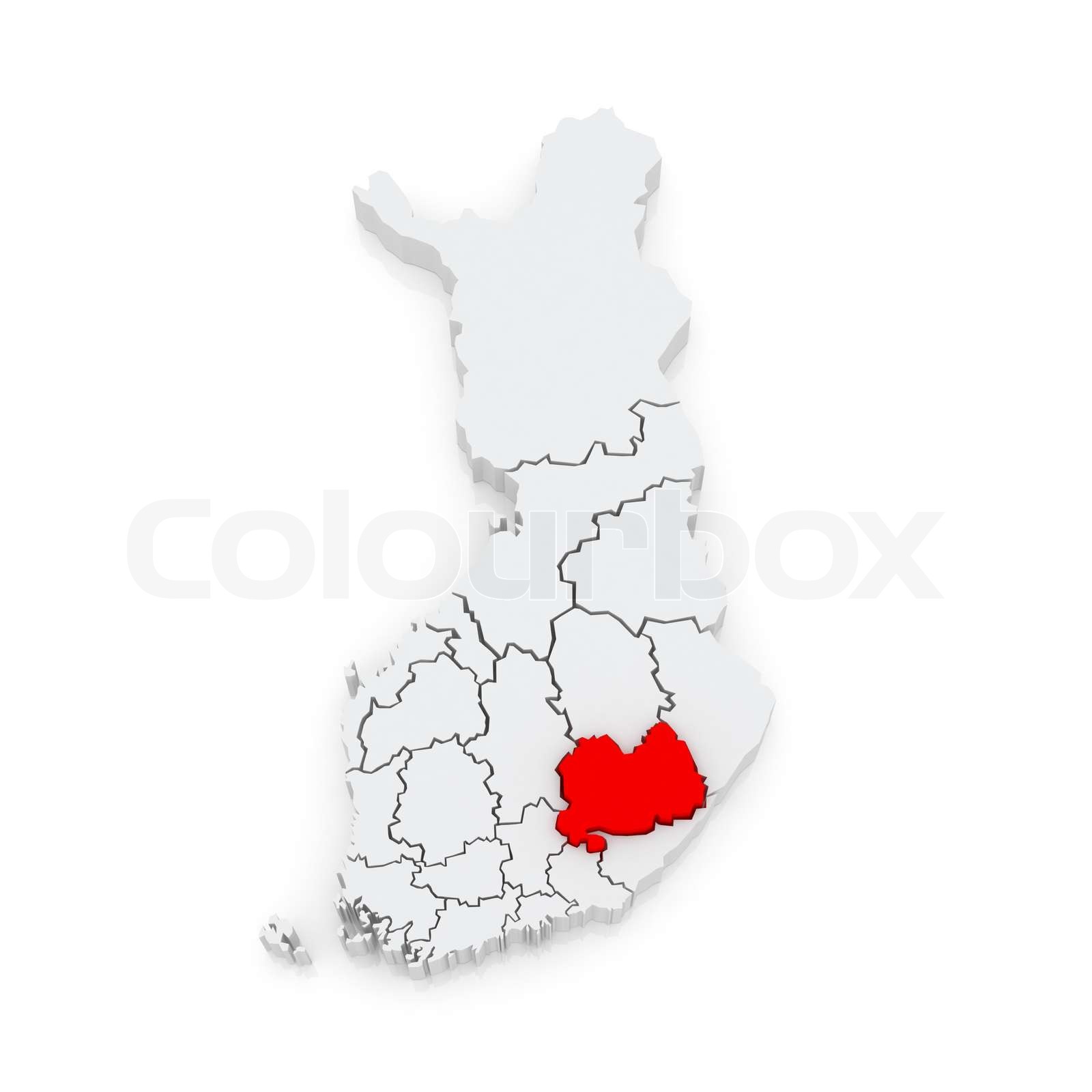 Map of South Savo. Finland. | Stock image | Colourbox
