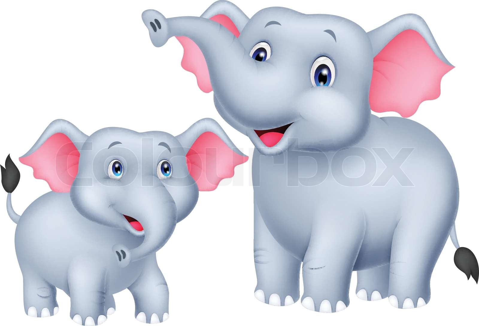 Cartoon Mother and baby elephant | Stock vector | Colourbox