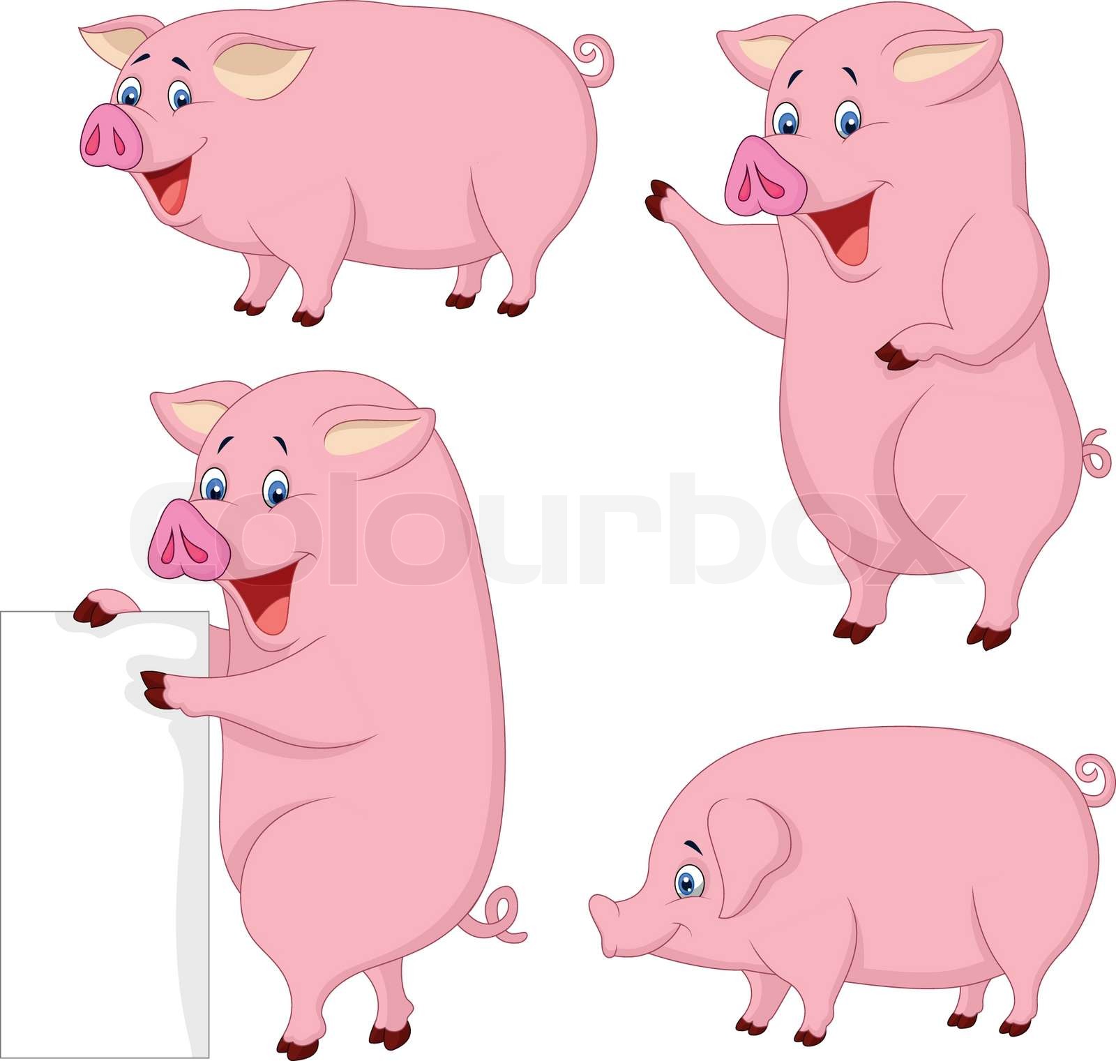 Cartoon fat pig collection | Stock vector | Colourbox