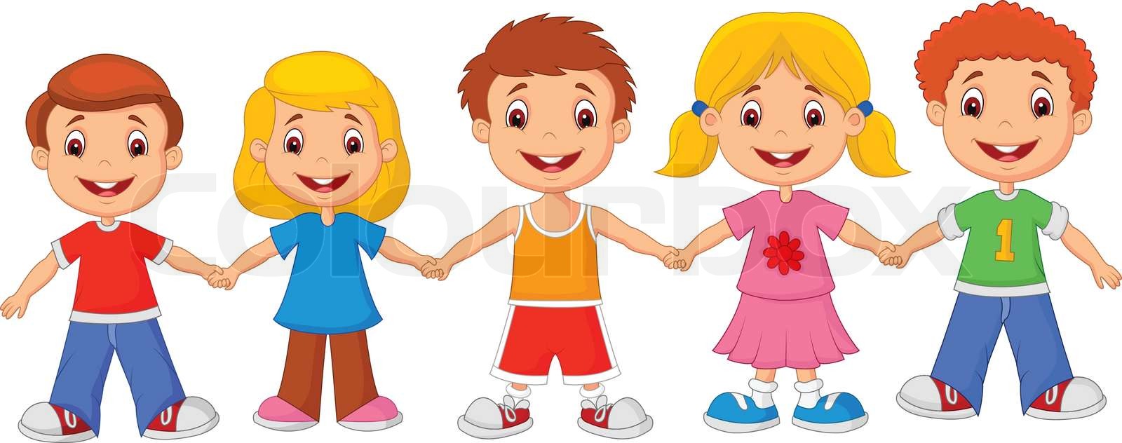 kleine Kinder-Cartoon, Hand in Hand | Stock-Vektor | Colourbox