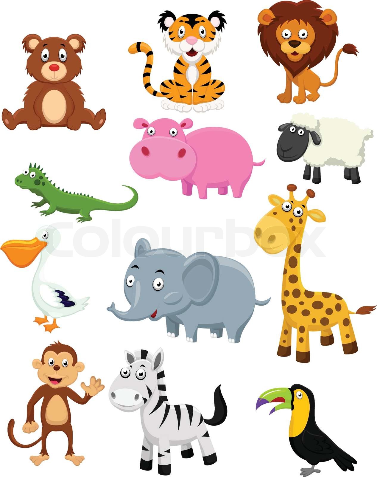 Wild animal cartoon collection set | Stock vector | Colourbox