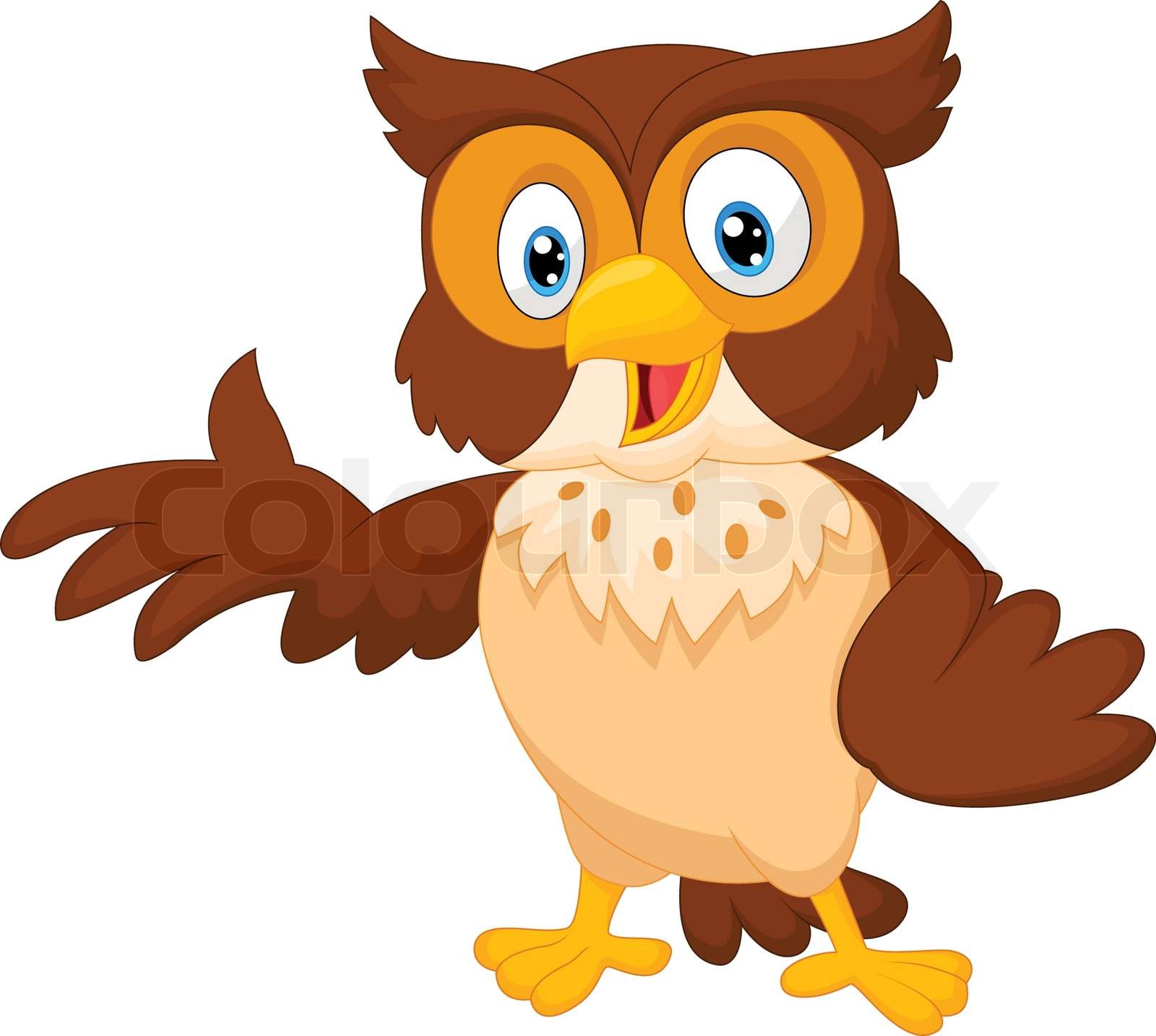 Süße Eule Cartoon winken | Stock-Vektor | Colourbox