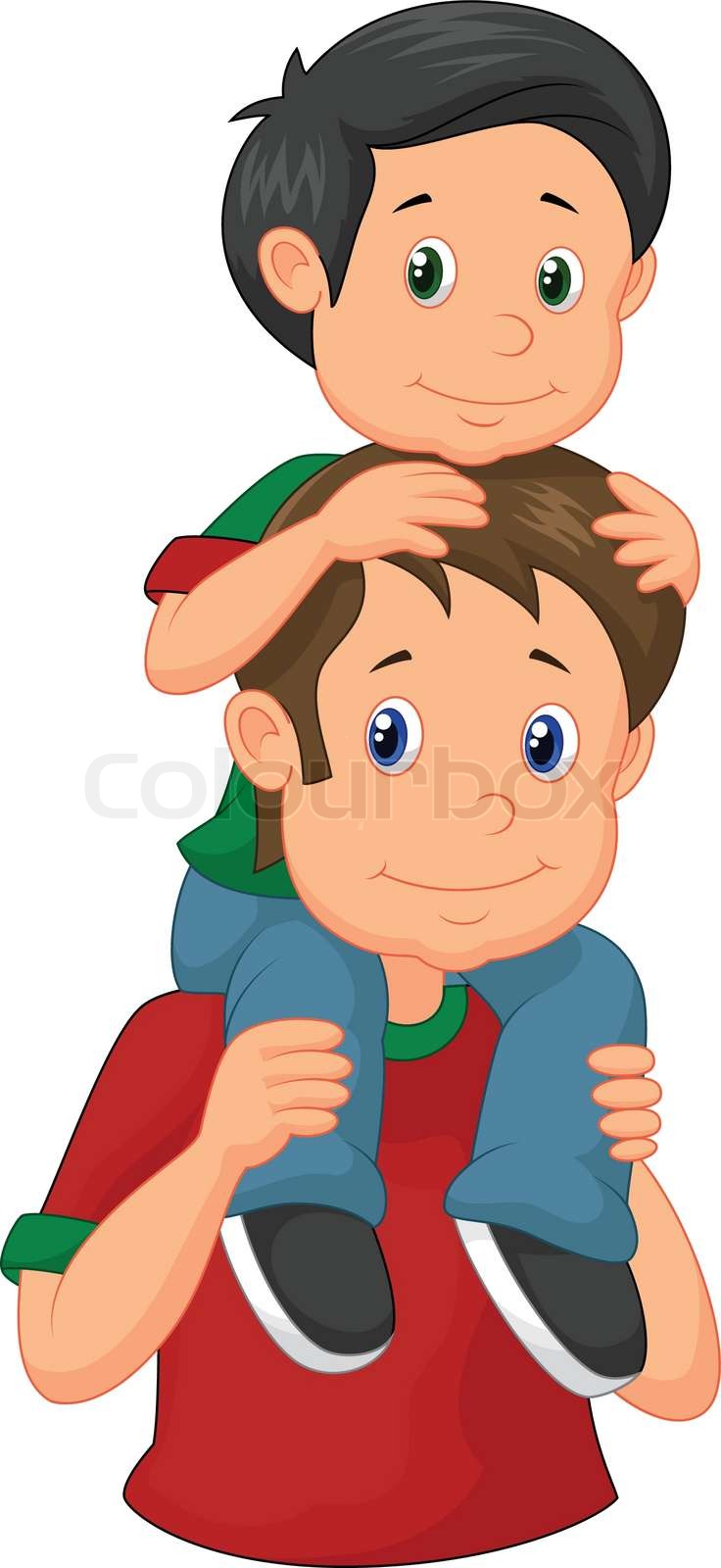 Cartoon Vater gibt seinem Sohn Huckepack | Stock-Vektor | Colourbox