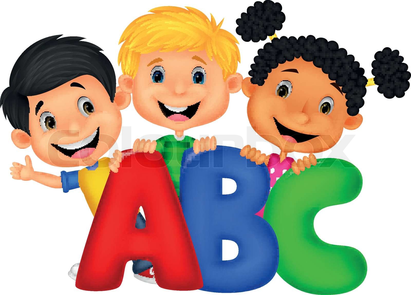 Cartoon School kids with ABC | Stock vector | Colourbox