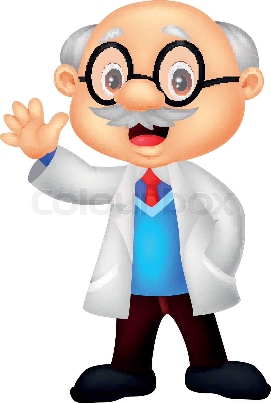 Professor Cartoon Hand winken | Stock-Vektor | Colourbox