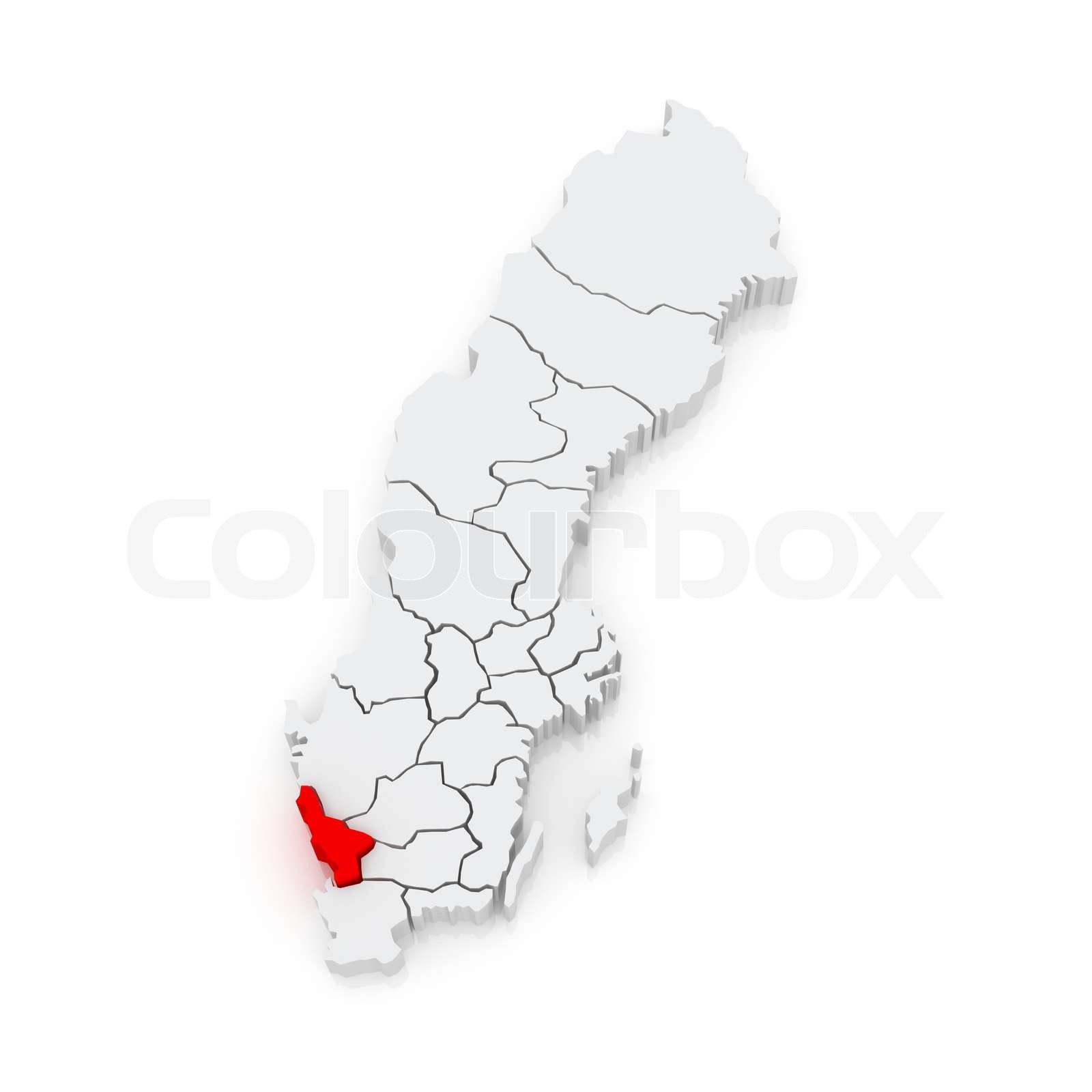 Map of Halland. Sweden. | Stock image | Colourbox