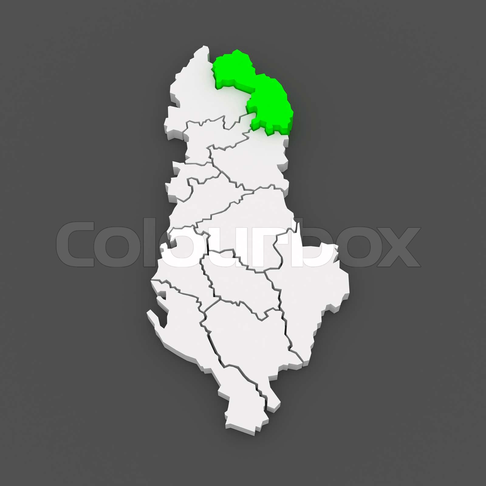 Map of Kukes. Albania. | Stock image | Colourbox