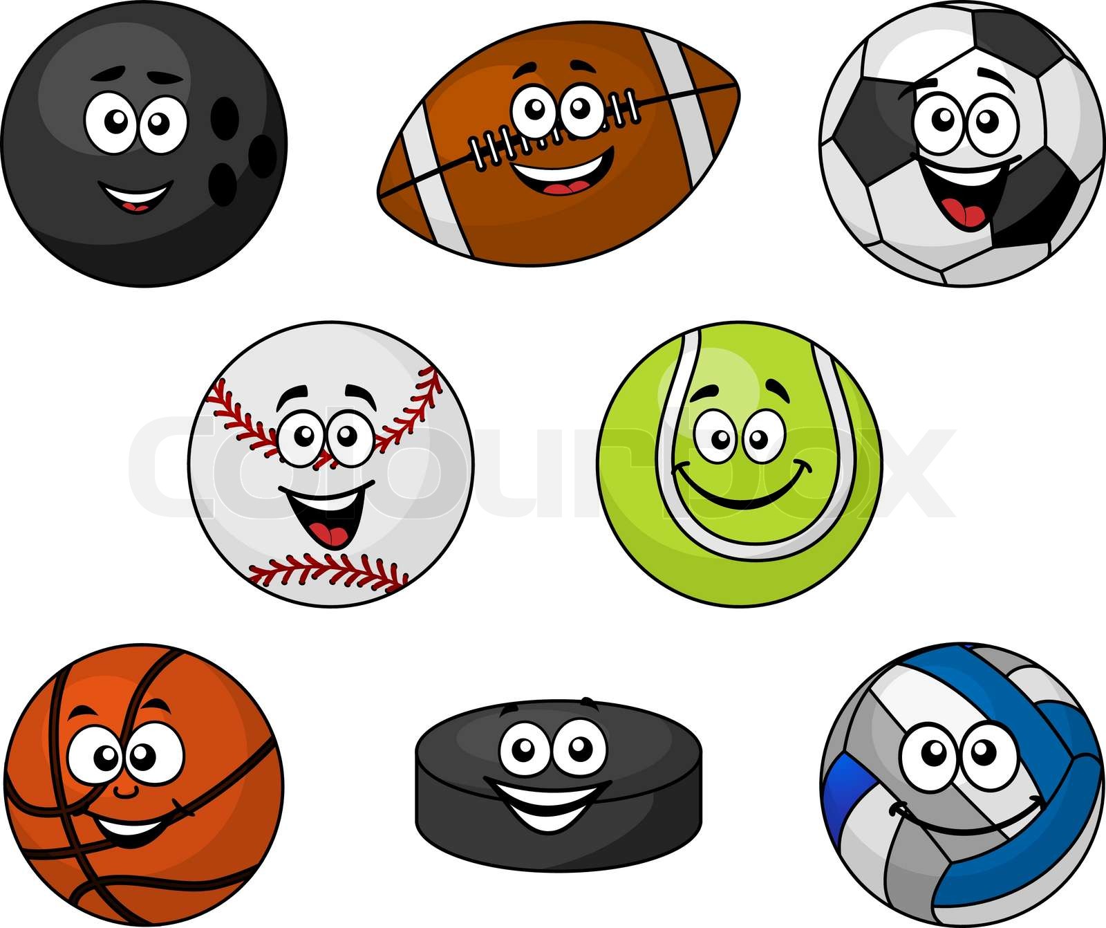 Set of cartoon sports equipment | Stock vector | Colourbox