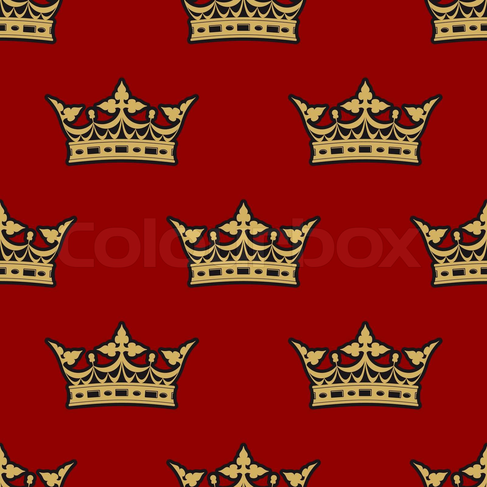 Golden crown seamless background pattern | Stock vector | Colourbox