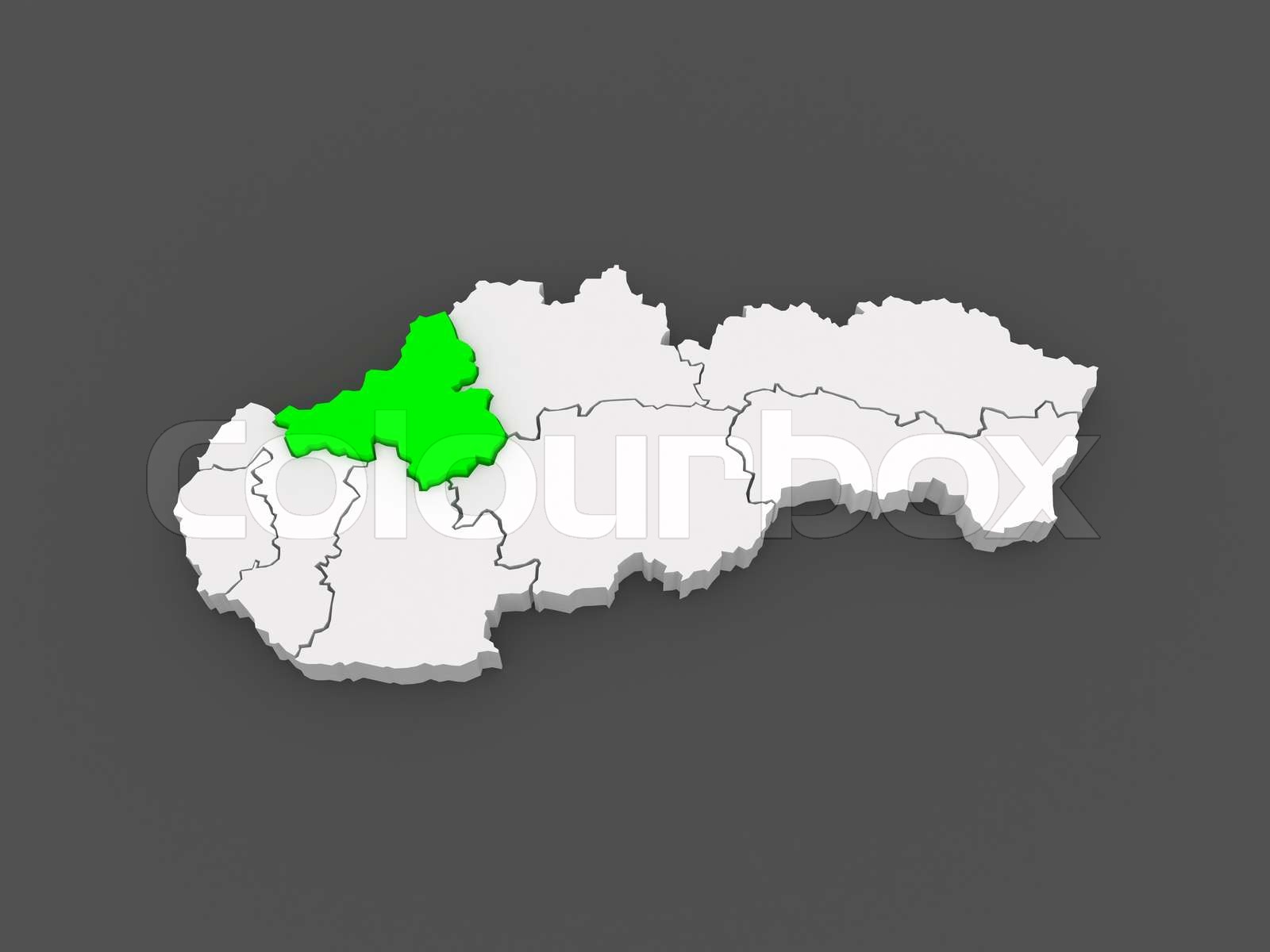 Karte der Region Trencin. Slowakei. | Stock Bild | Colourbox