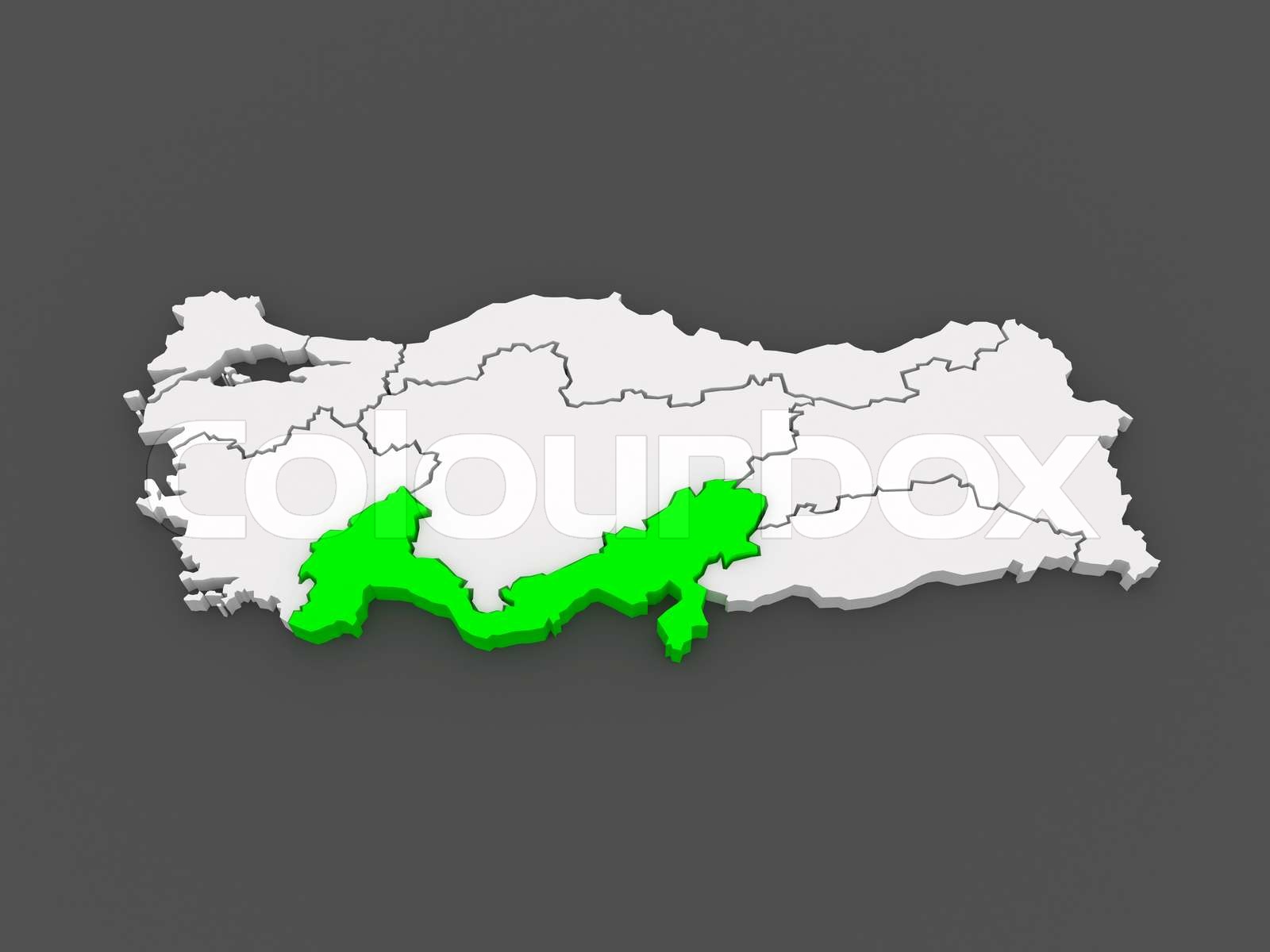 Map of Mediterranean region. Turkey. | Stock image | Colourbox