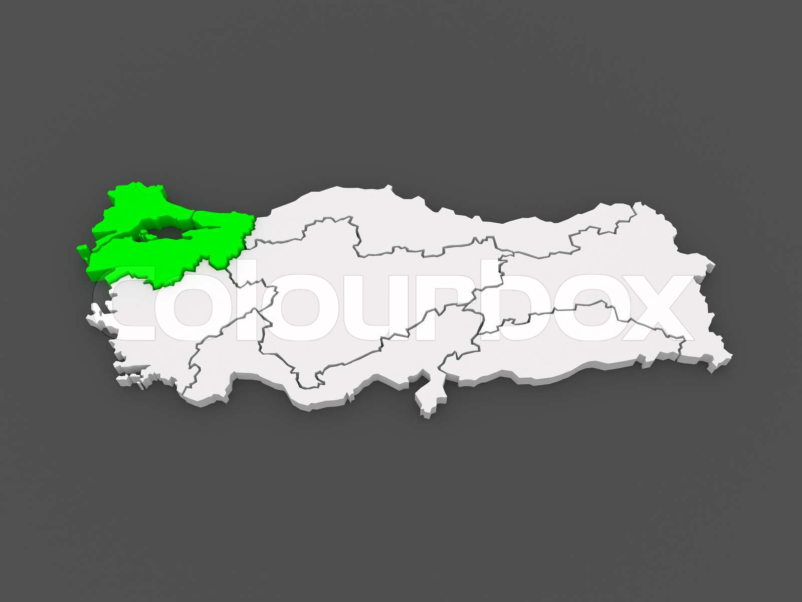 Map of Marmara Region. Turkey. | Stock image | Colourbox