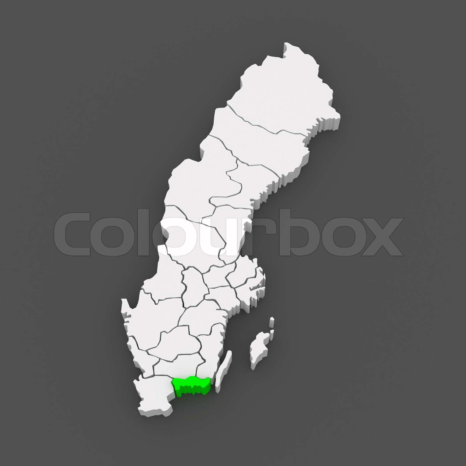 Map of Blekinge. Sweden. | Stock image | Colourbox