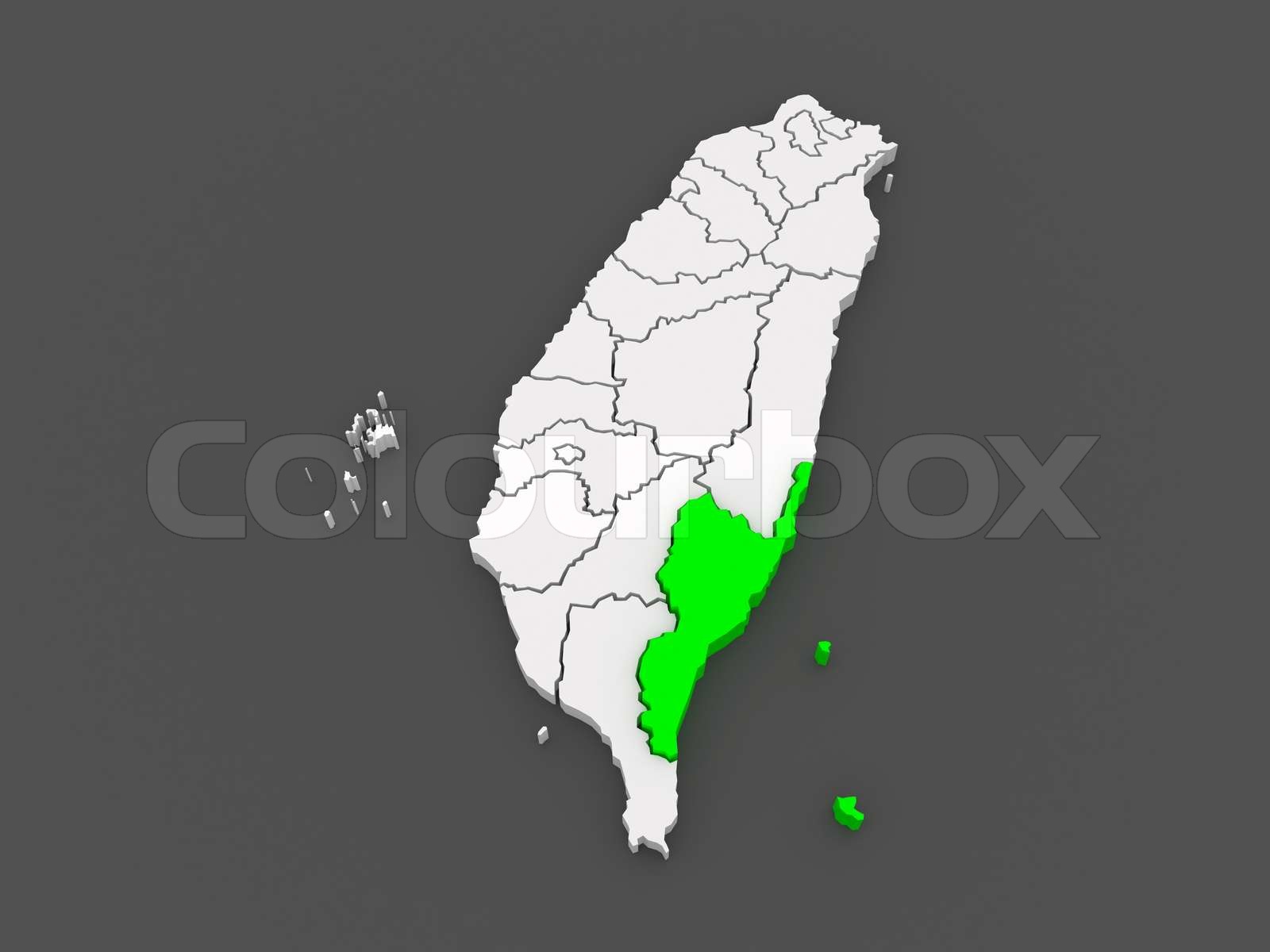 Map of Taitung County. Taiwan. | Stock image | Colourbox