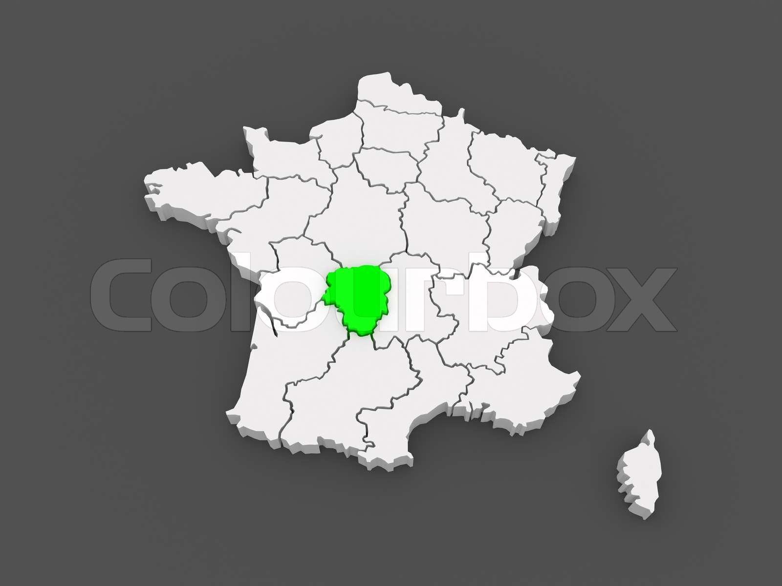 Map of Limousin. France. | Stock image | Colourbox