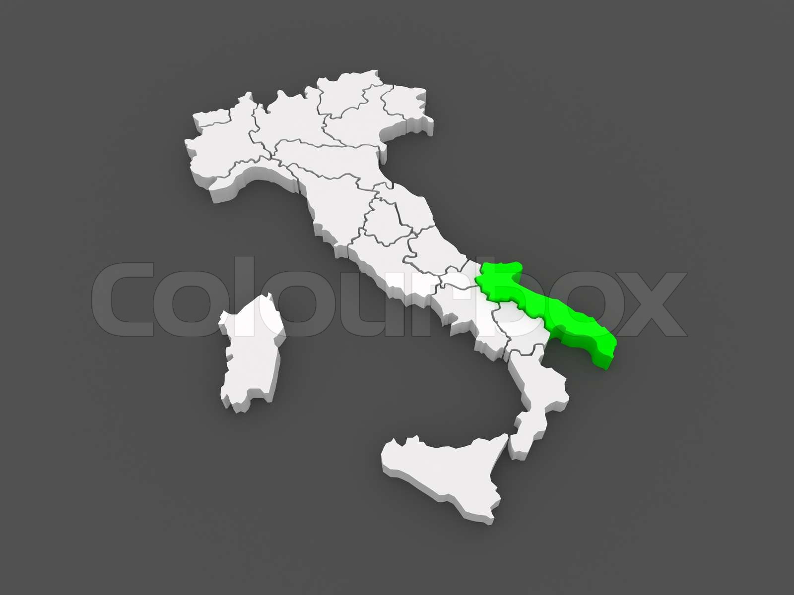 Map of Puglia. Italy. | Stock image | Colourbox