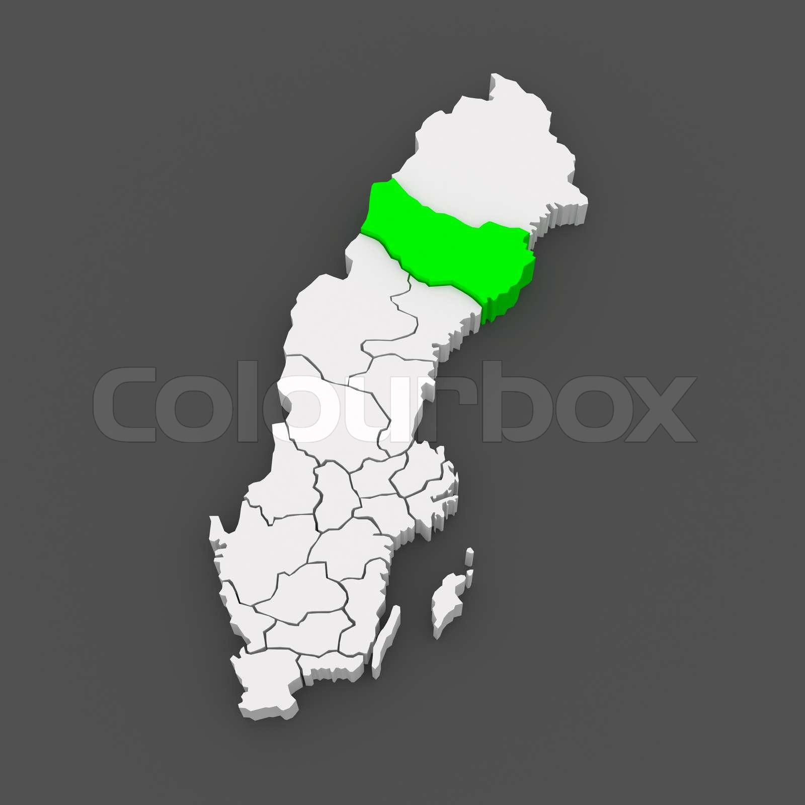 Map of Vasterbotten. Sweden. | Stock image | Colourbox