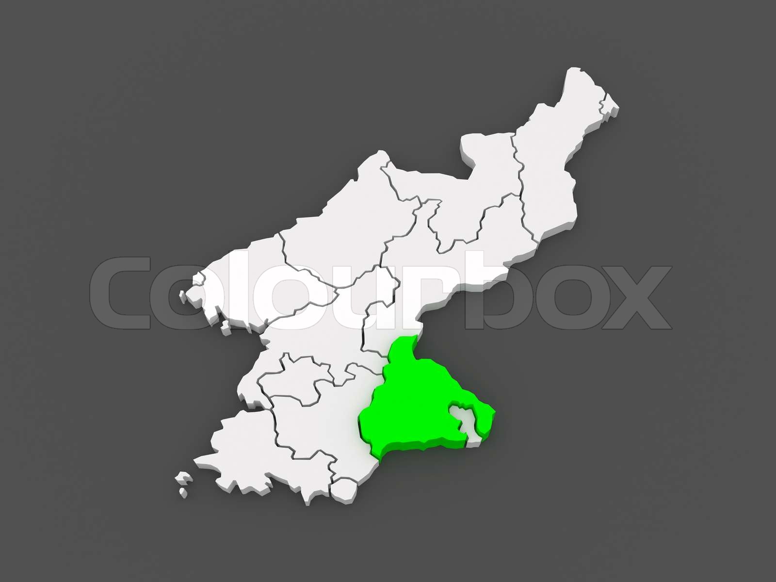 Map of Gangwon. North Korea. | Stock image | Colourbox