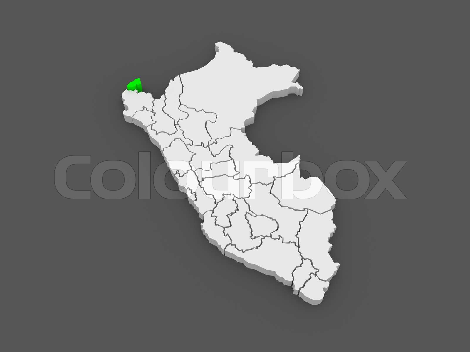 Map of Tumbes. Peru. | Stock image | Colourbox