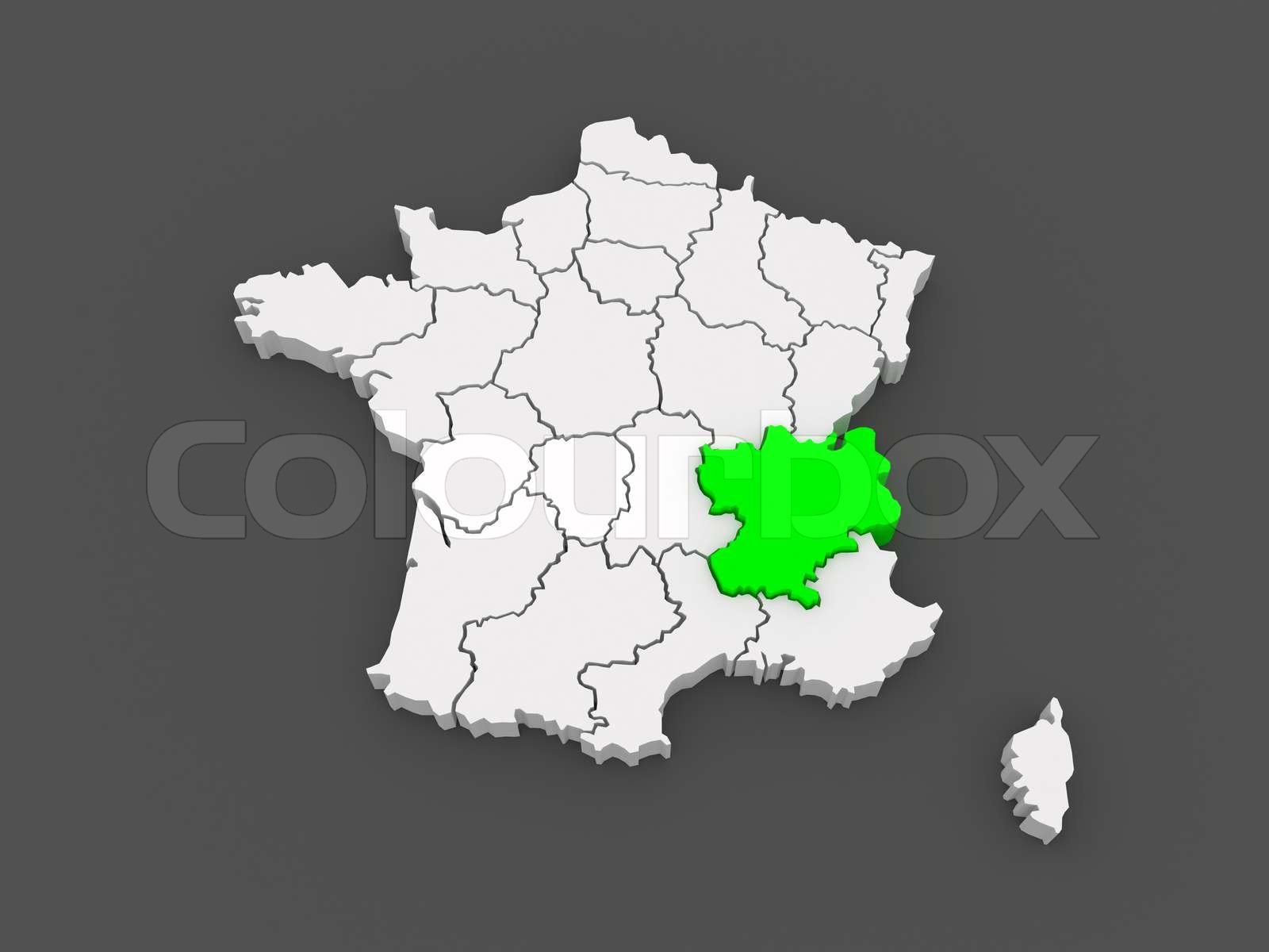 Map of Rhone - Alpes. France. | Stock image | Colourbox