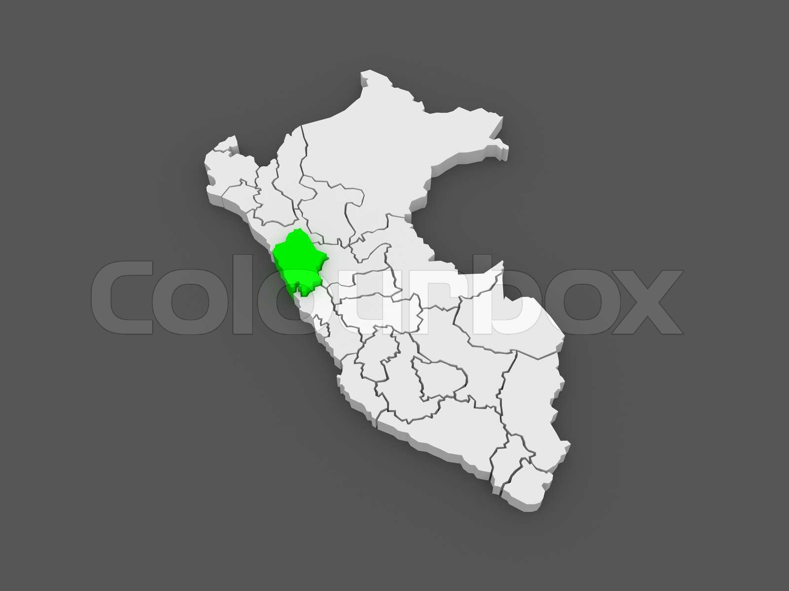 Map of Ancash. Peru. | Stock image | Colourbox
