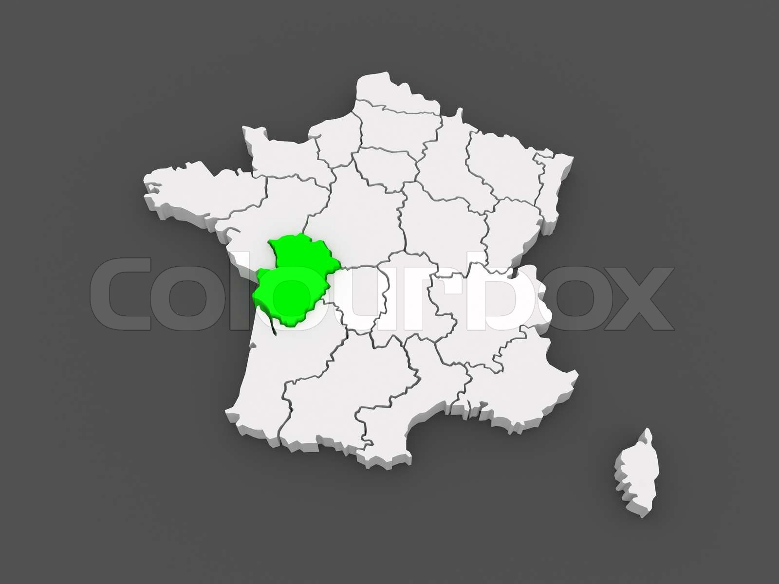 Map of Poitou - Charentes. France. | Stock image | Colourbox