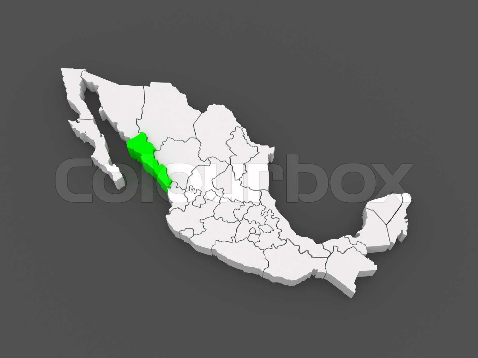 Map of Sinaloa. Mexico. | Stock image | Colourbox