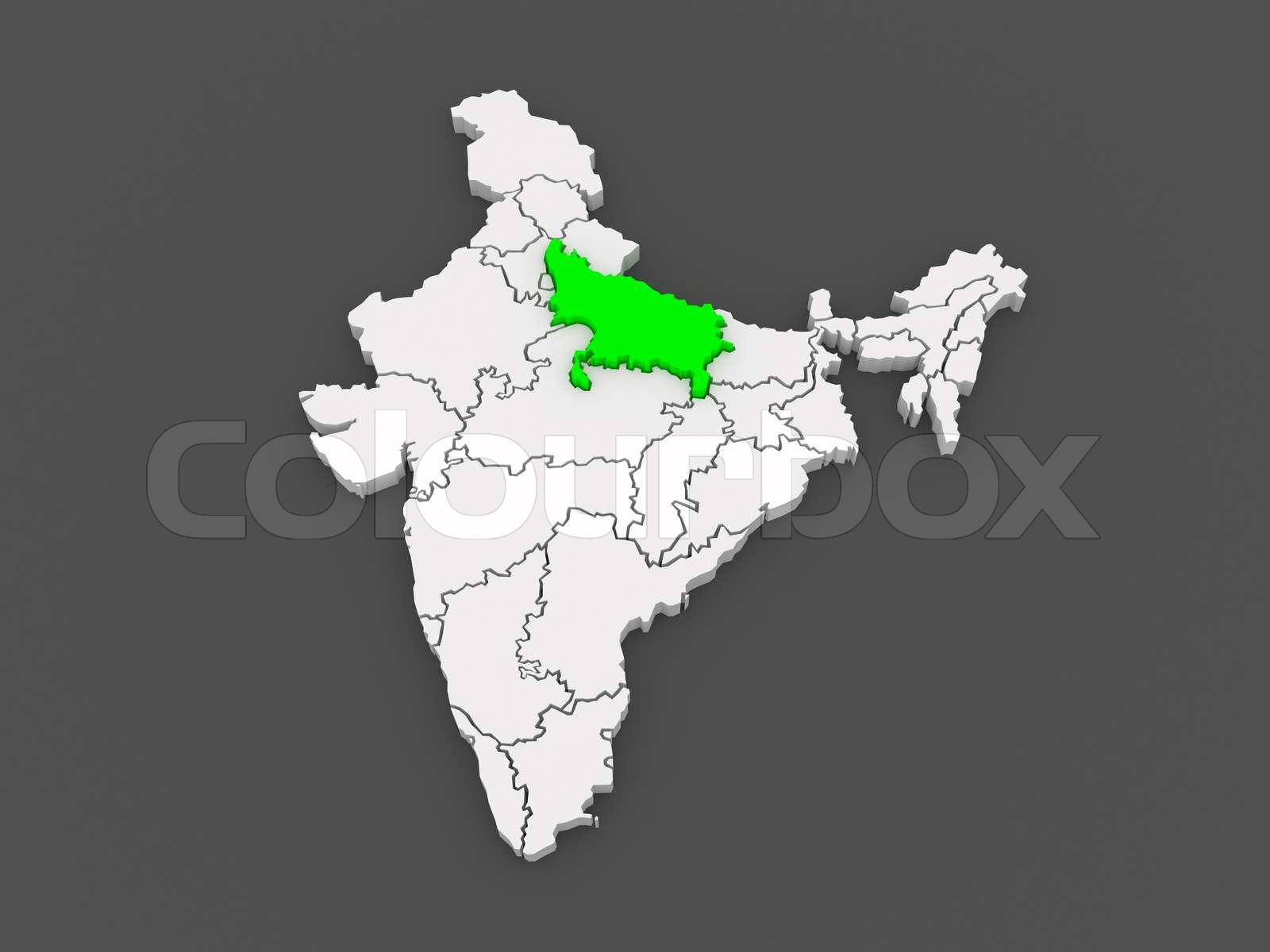 Map of Uttar Pradesh. India. | Stock image | Colourbox