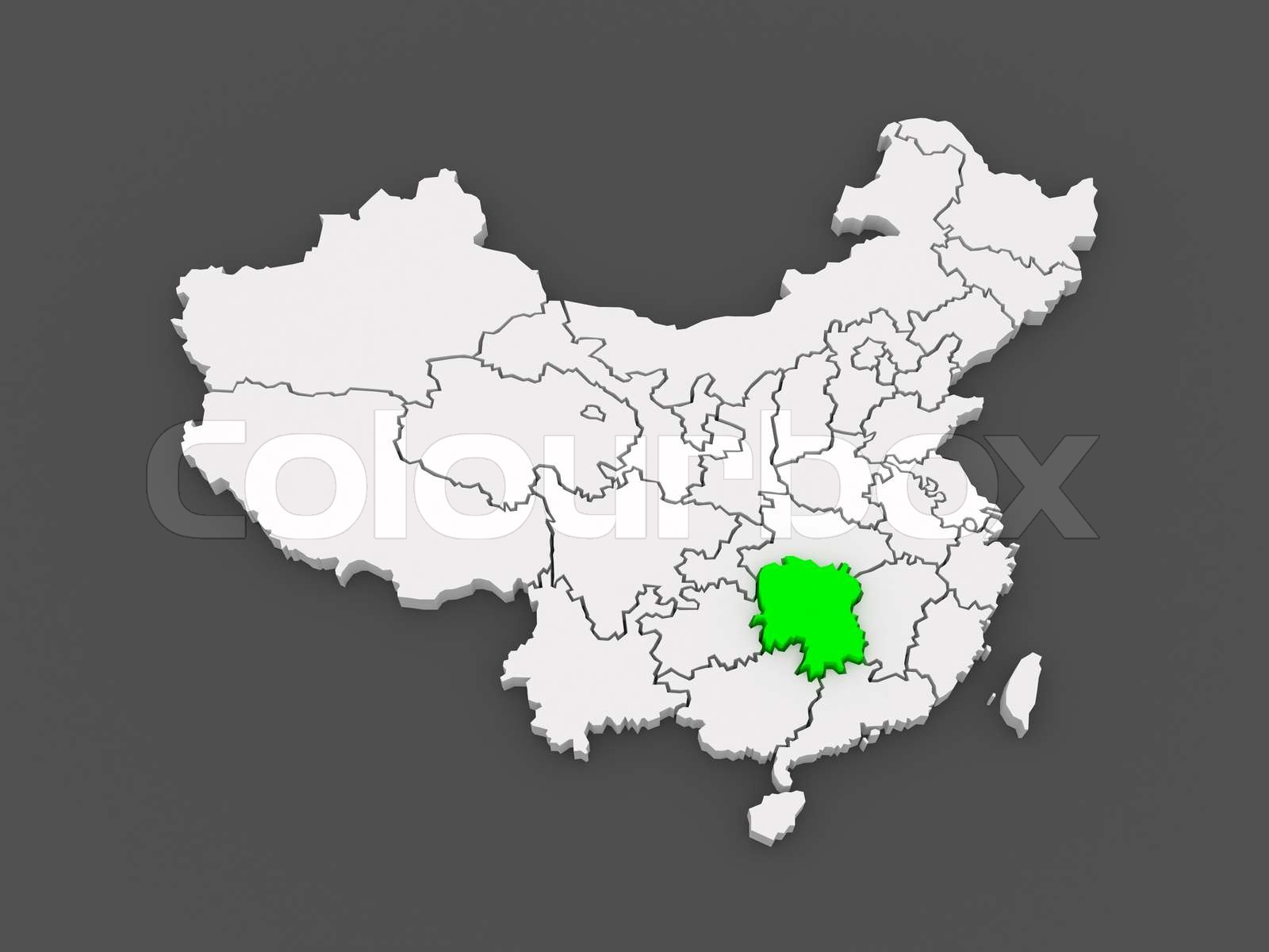 Map of Hunan. China. | Stock image | Colourbox