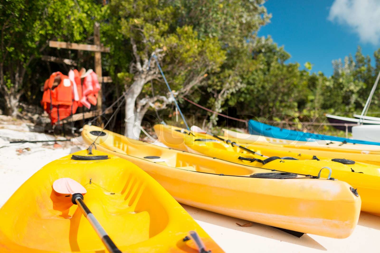 canoes on sandy beach | Stock image | Colourbox
