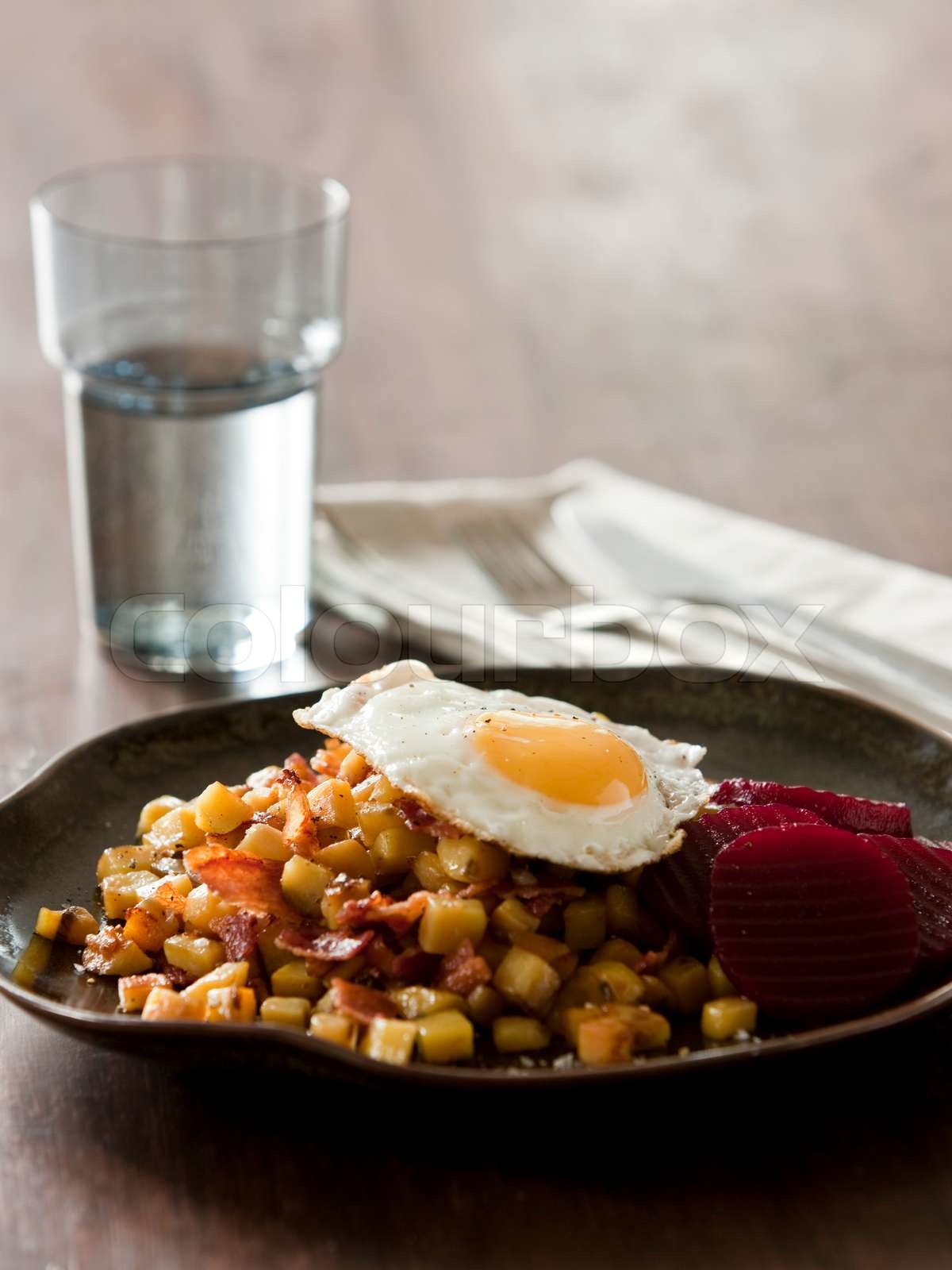 Traditional danish food - "biksemad" with fried egg | Stock image ...