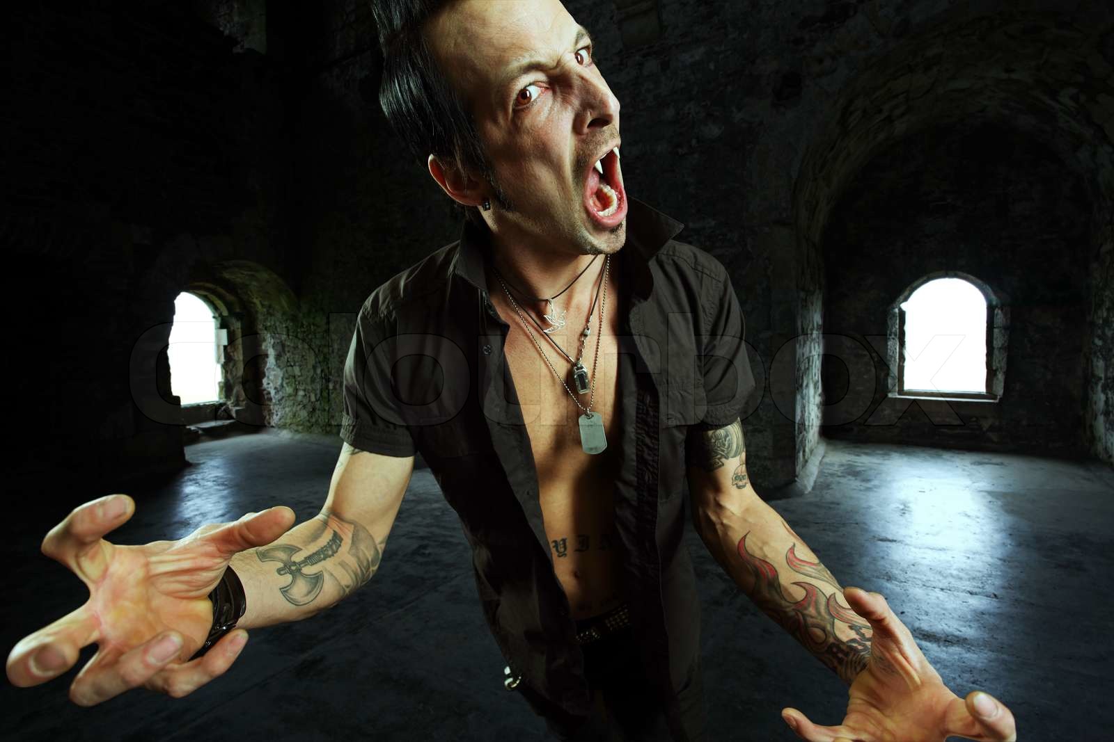 Male vampire attack | Stock image | Colourbox