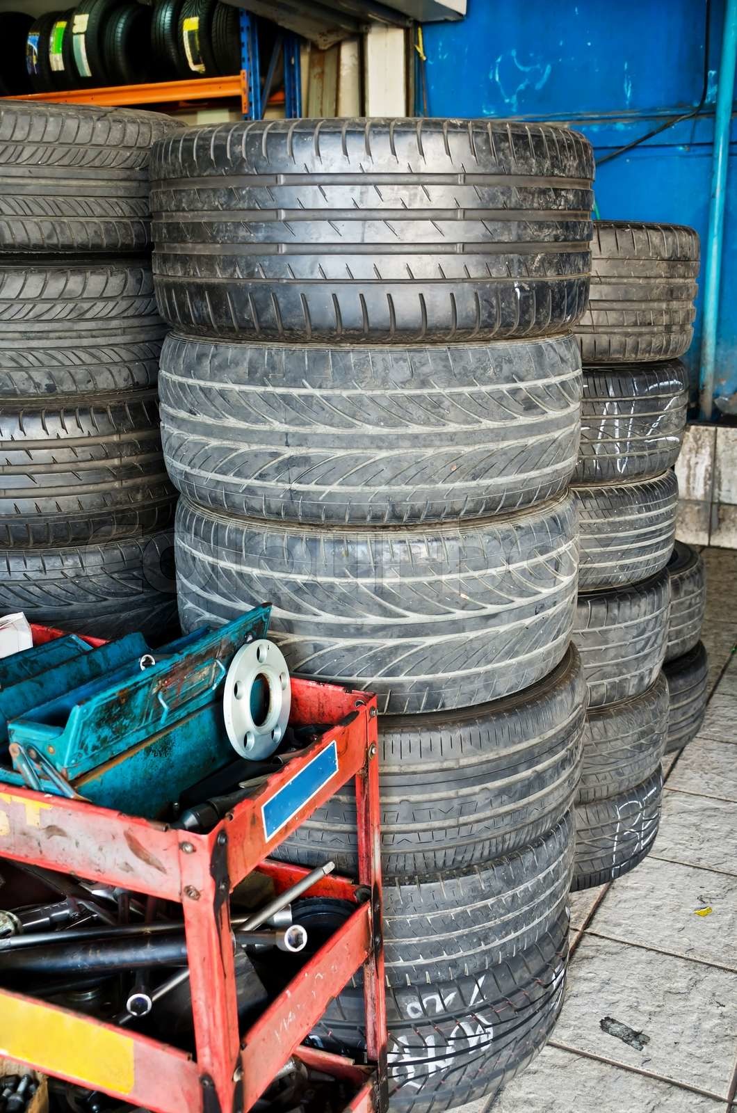 Used car tires | Stock image | Colourbox