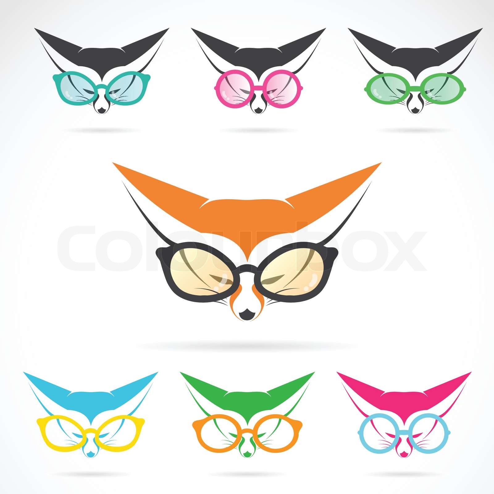 Vector images of fox wearing glasses | Stock vector | Colourbox