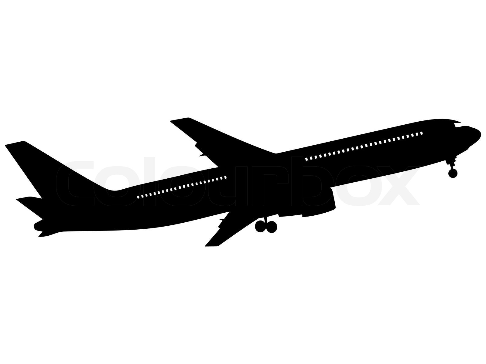 Black silhouette on a airplane. Vector illustration. | Stock vector ...